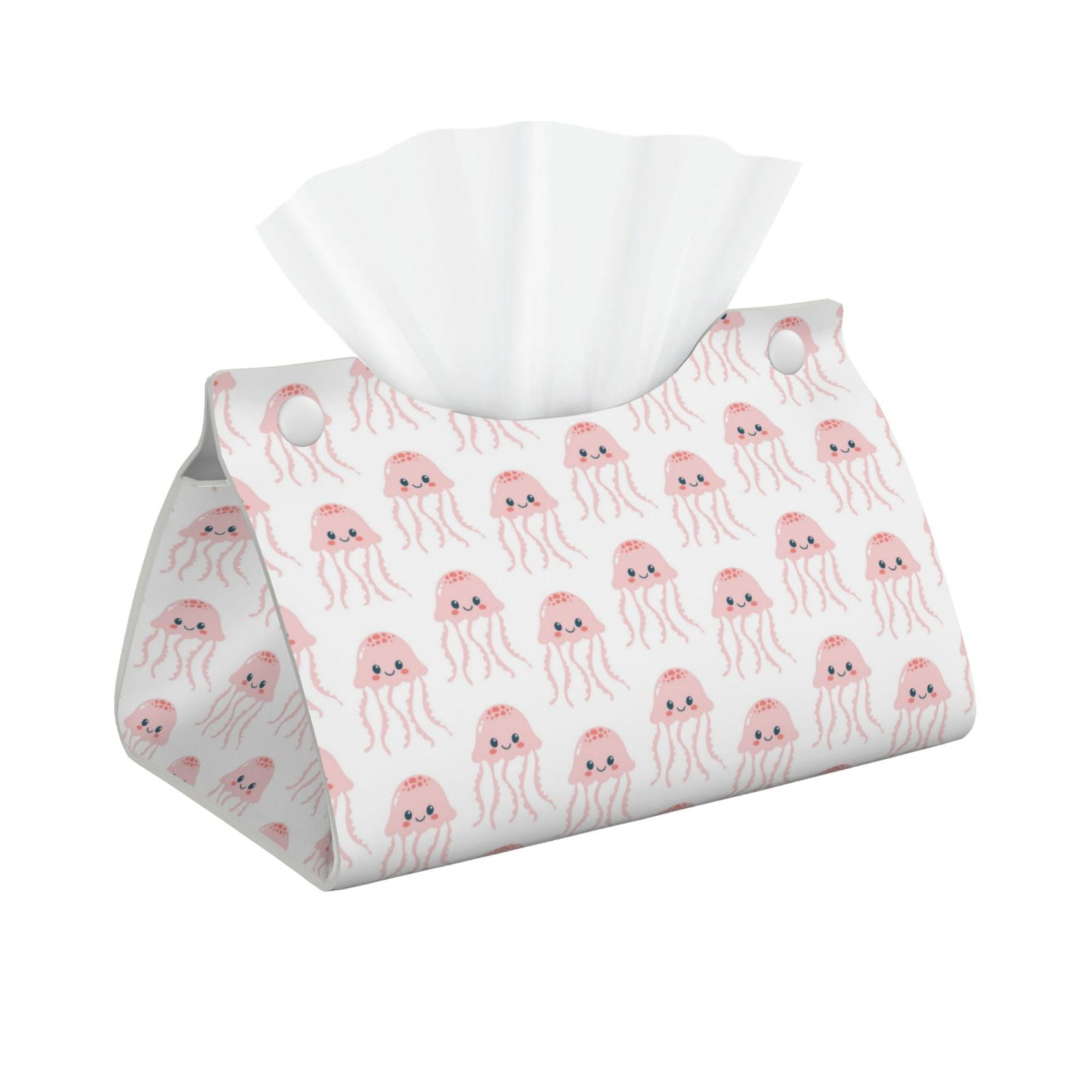 Tissue Box Cover, Cute Light Pink Jellyfish Leather Rectangular Tissue ...