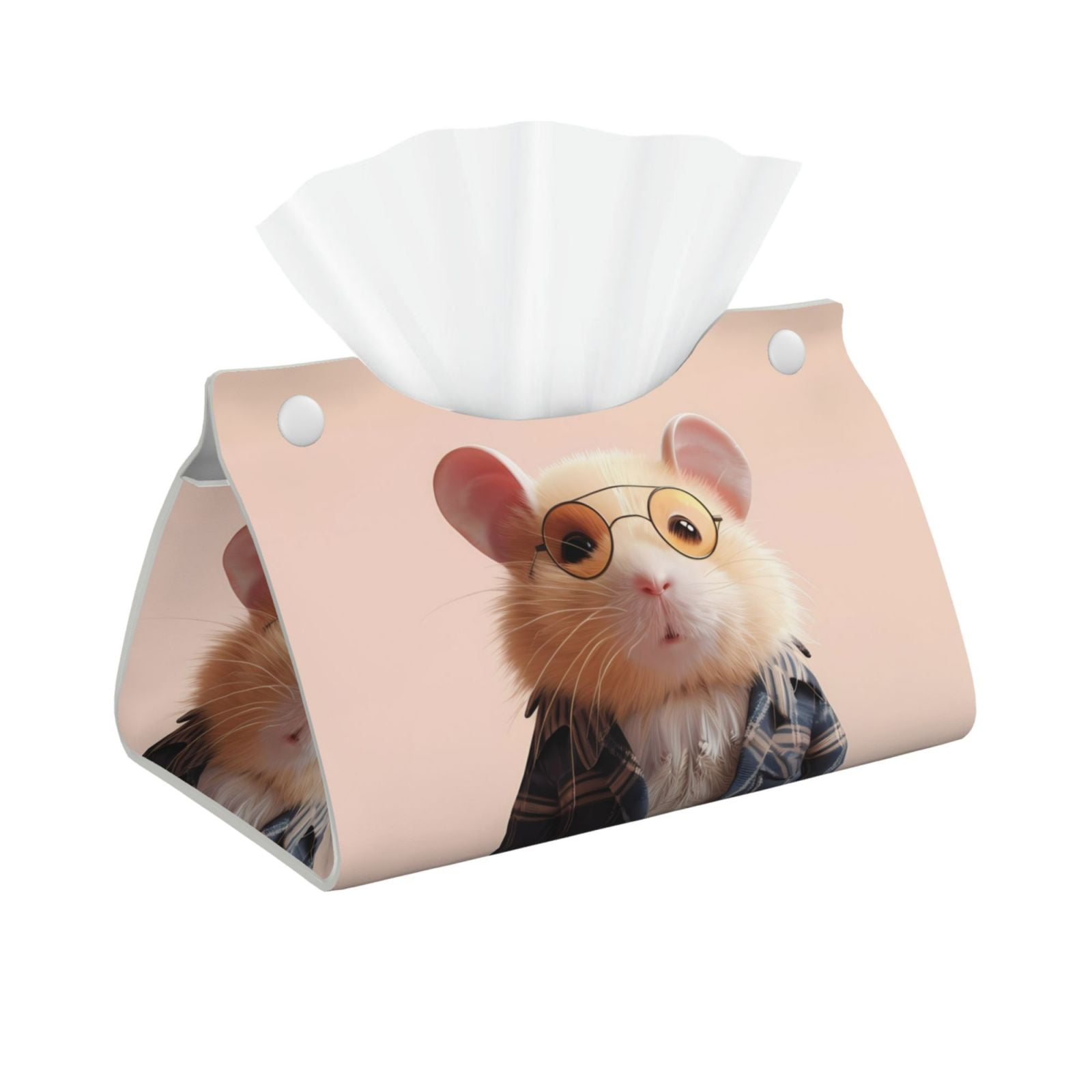 Tissue Box Cover, Cute Mouse In Glasses Rectangular Leather Tissue ...
