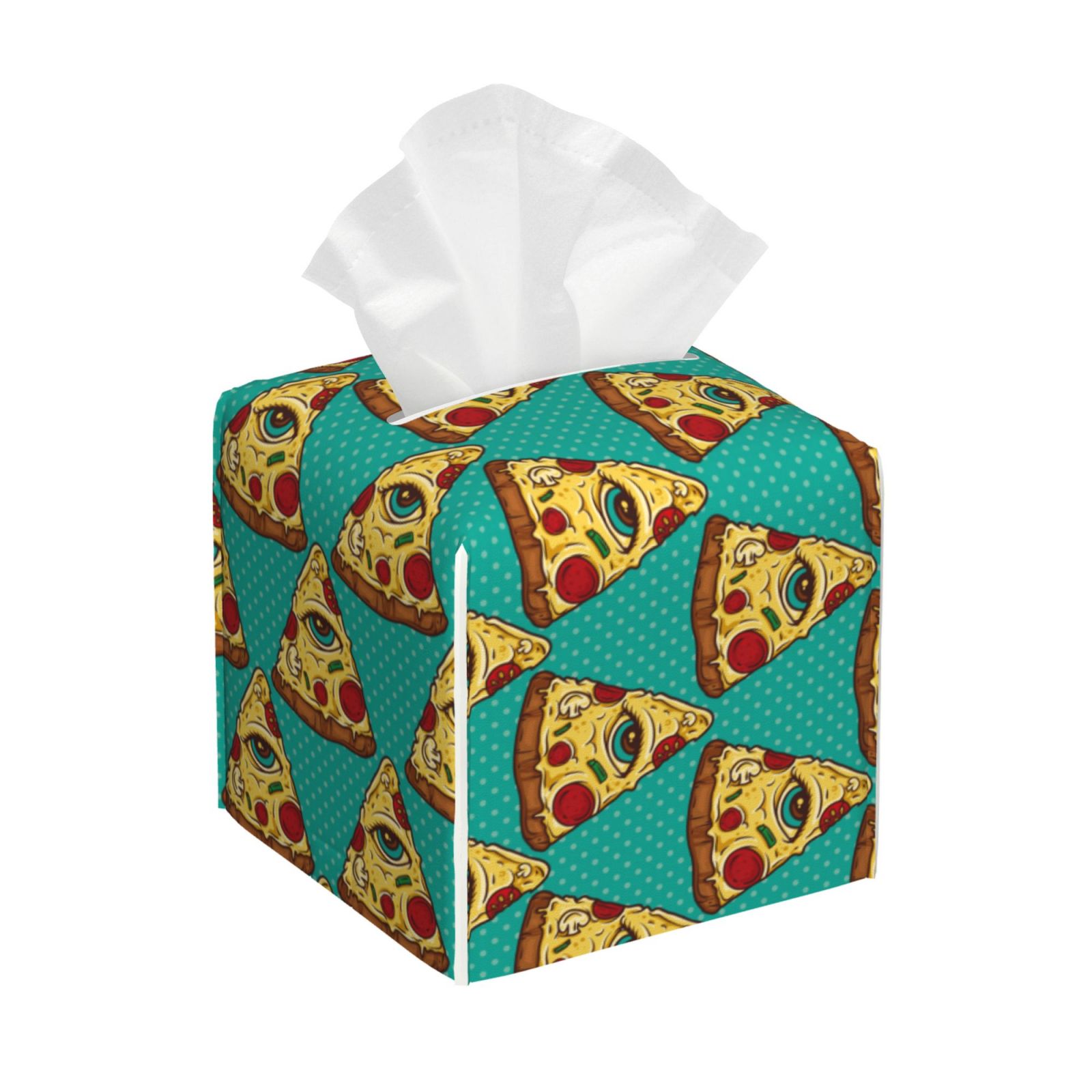 Tissue Box Cover, Cute Mushroom Pizza Eye Leather Tissue Box Holder ...