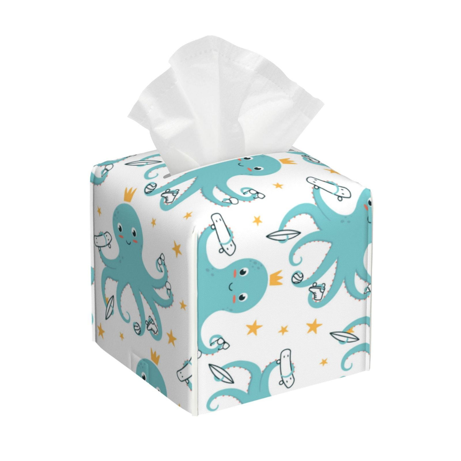 Tissue Box Cover, Cute Octopus Green Leather Tissue Box Holder - Tissue ...