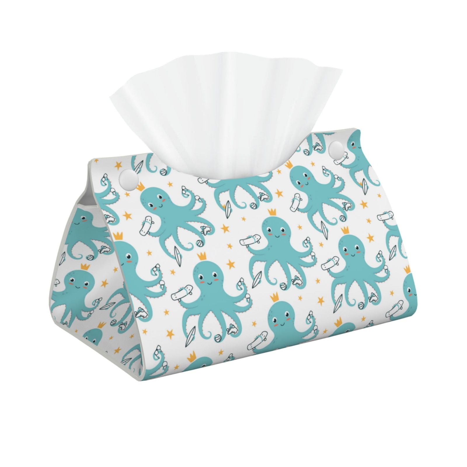 Tissue Box Cover, Cute Octopus Green Leather Rectangular Tissue Holder ...