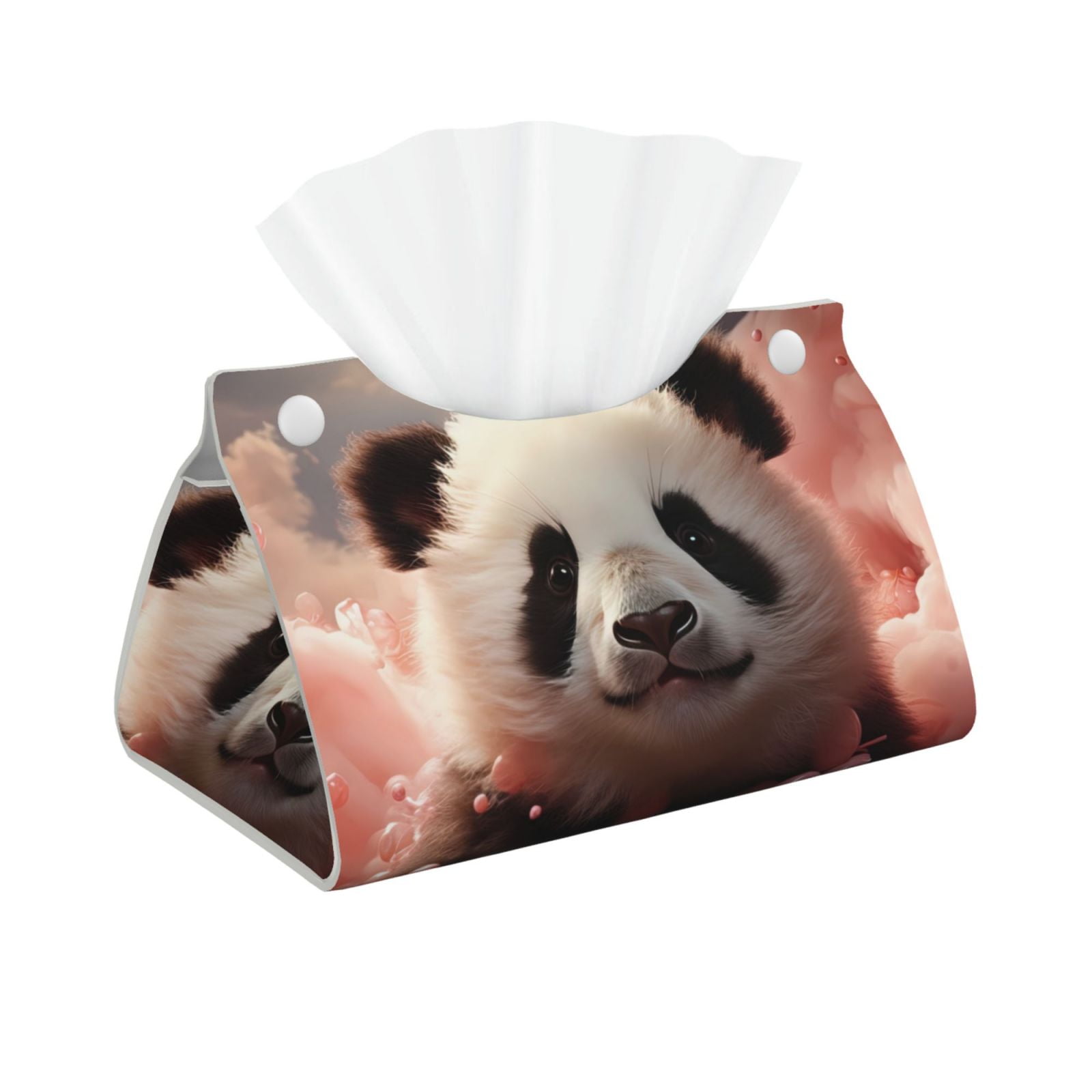 Tissue Box Cover, Cute Pink Cloud Panda Rectangular Leather Tissue ...
