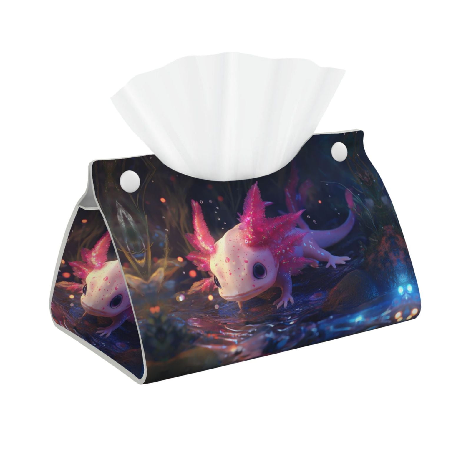 Tissue Box Cover, Cute Pink Fantasy Axolotl Leather Rectangular Tissue ...