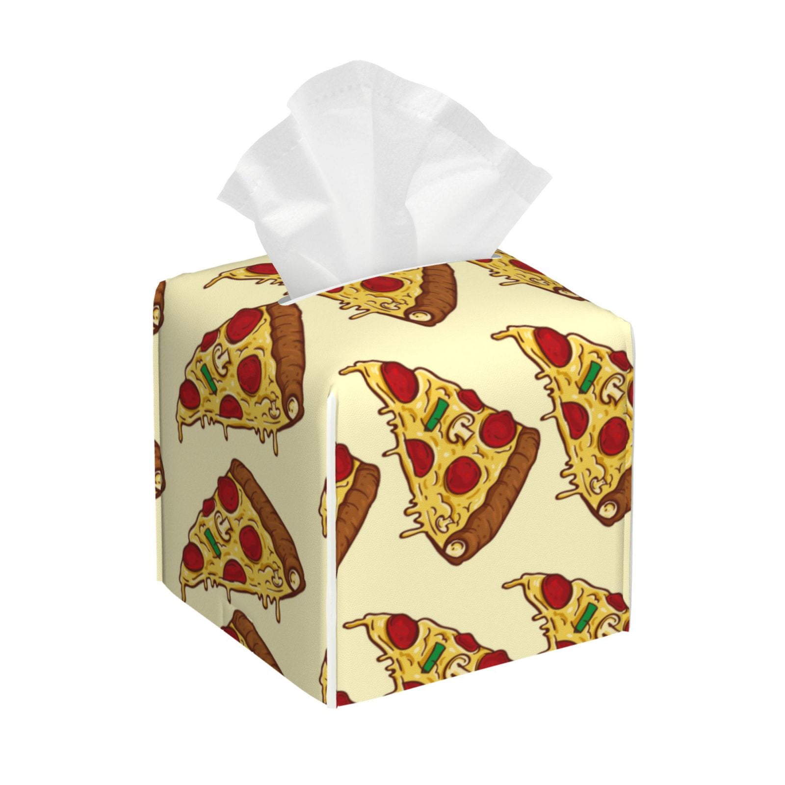 Tissue Box Cover, Cute Pizza Cartoon Leather Tissue Box Holder - Tissue ...