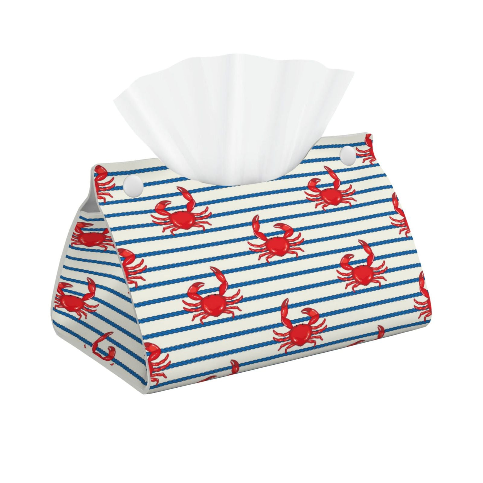 Tissue Box Cover, Cute Red Crabs With Nautical Rectangular Leather ...