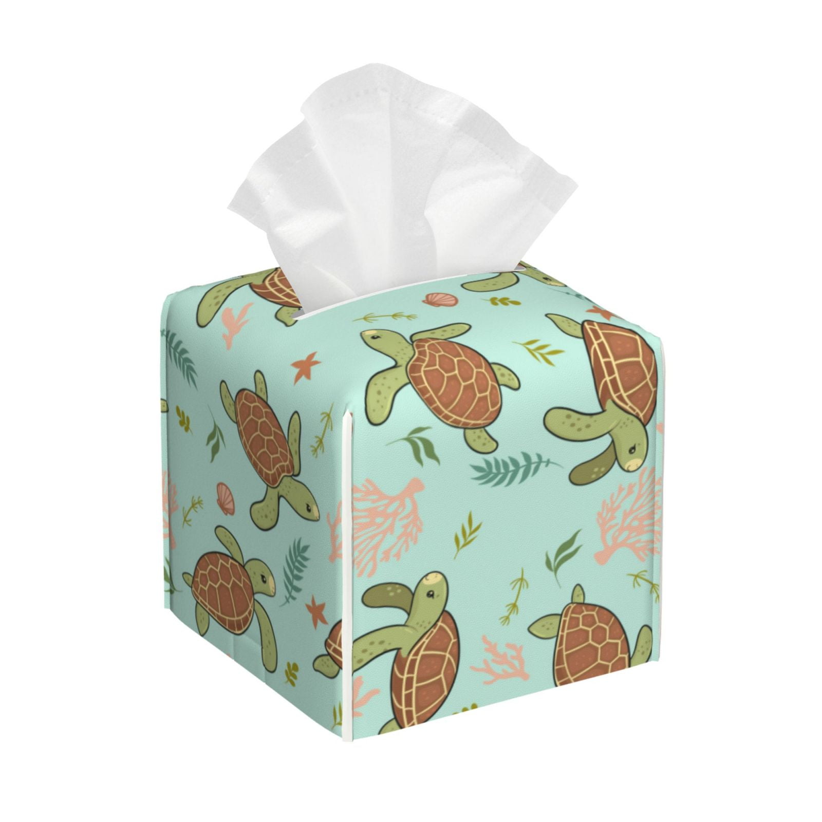 Tissue Box Cover, Cute Sea Turtles Leather Tissue Box Holder - Tissue ...