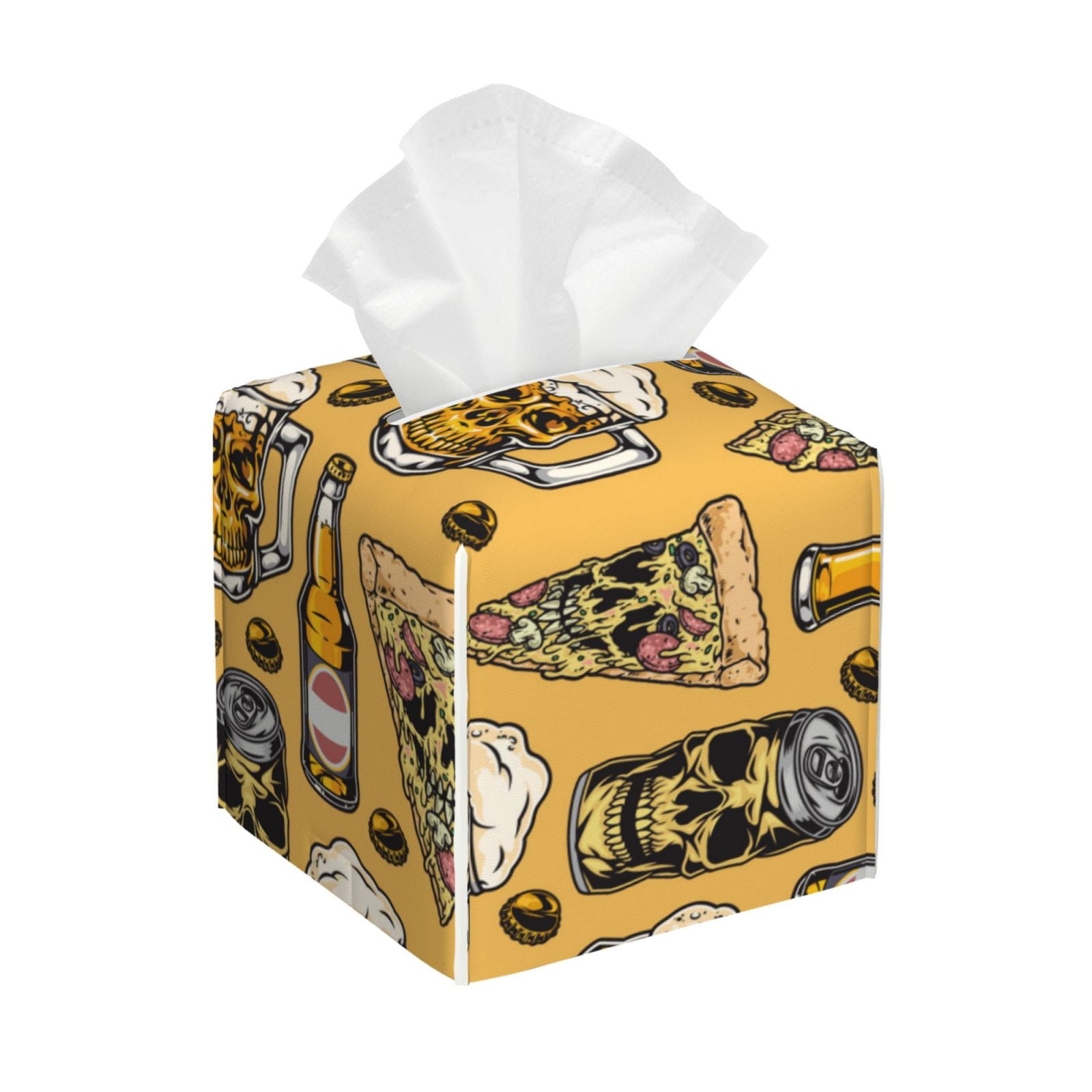 Tissue Box Cover Cute Skull Pizza Tissues Boxes Holder Organizer ...