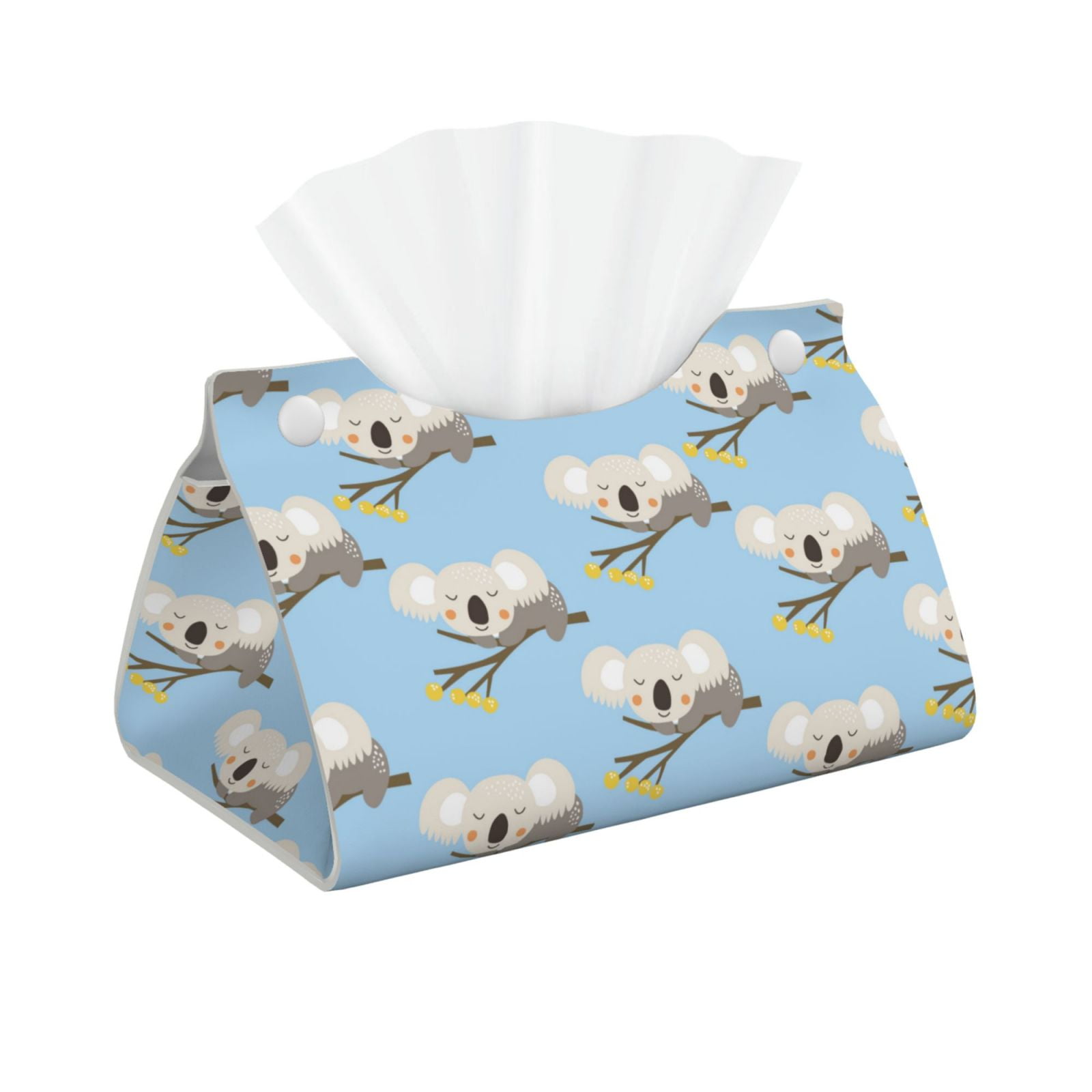 Tissue Box Cover, Cute Sleeping Koala Blue Leather Rectangular Tissue ...