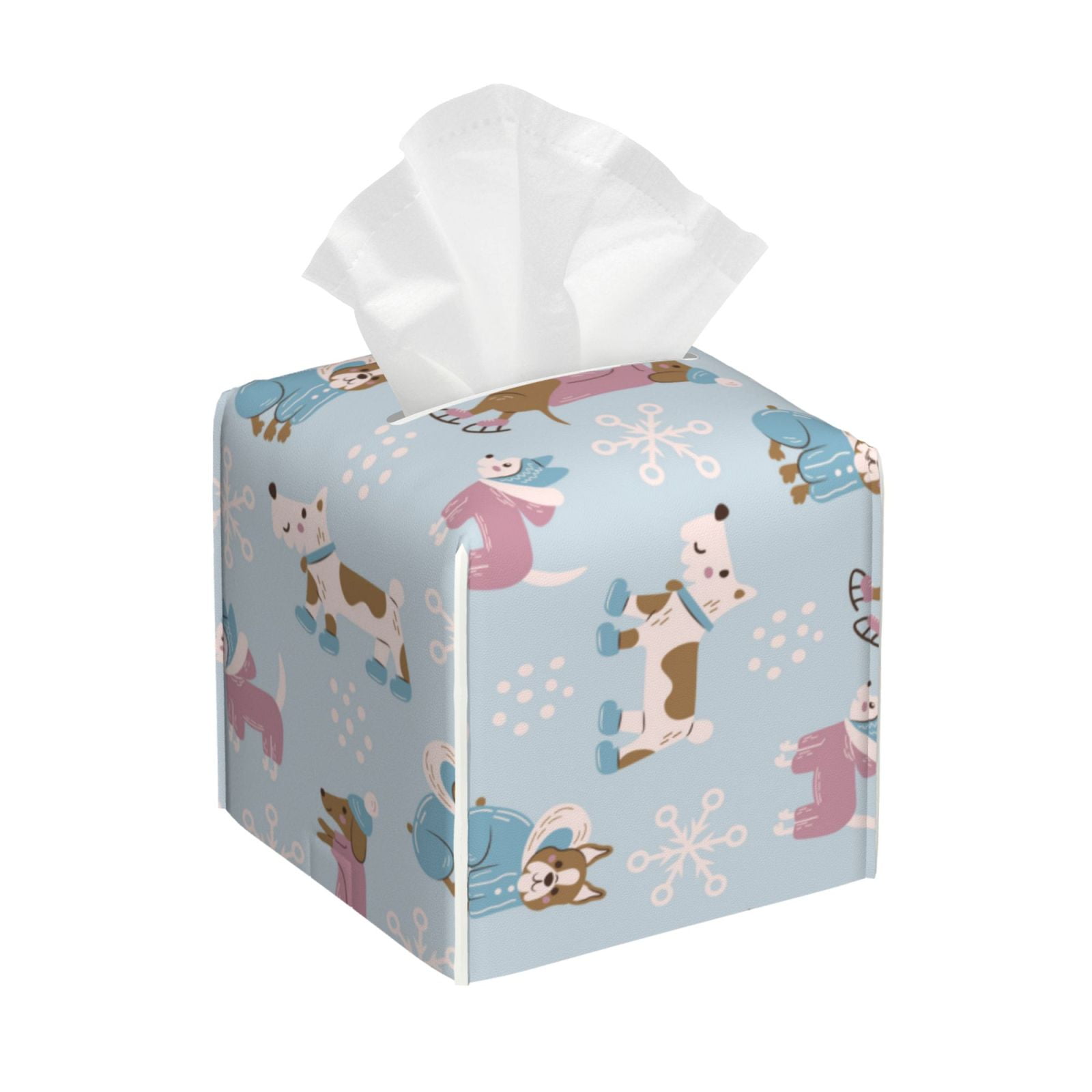 Tissue Box Cover Cute Snowflake Dachshund Tissues Boxes Holder ...