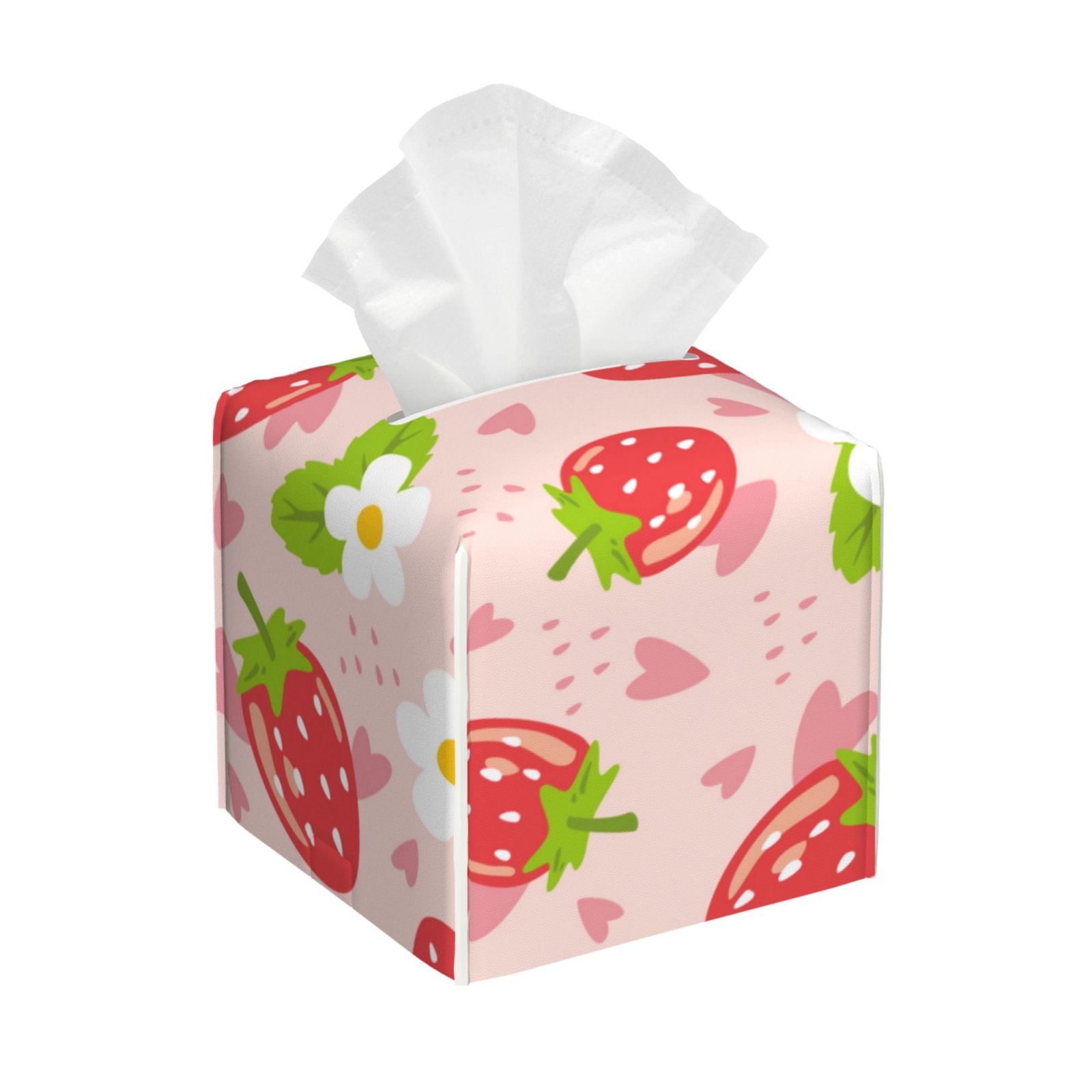 Tissue Box Cover Cute Strawberry Pink Love Tissues Boxes Holder ...