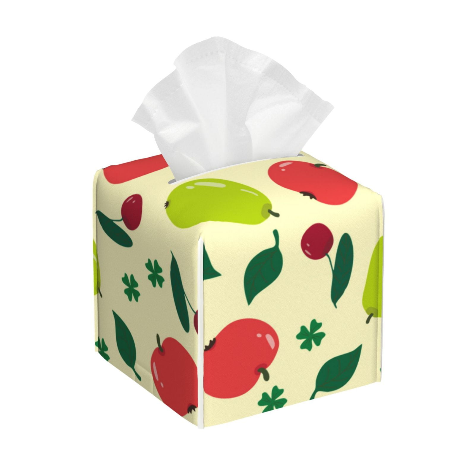 Tissue Box Cover, Cute Teal Pear Red Fruit Leather Tissue Box Holder ...
