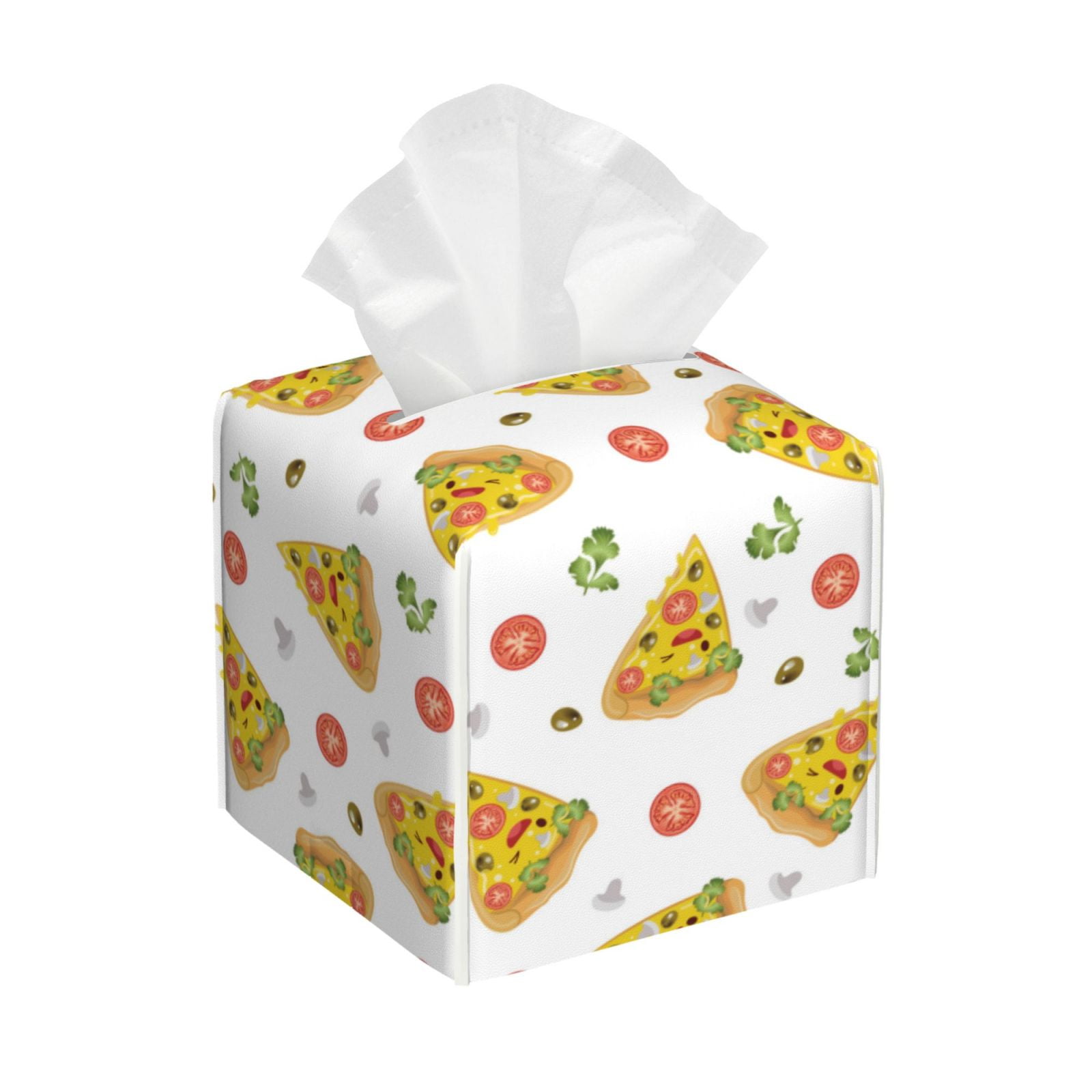 Tissue Box Cover, Cute Tomato Pizza Leather Tissue Box Holder Square ...