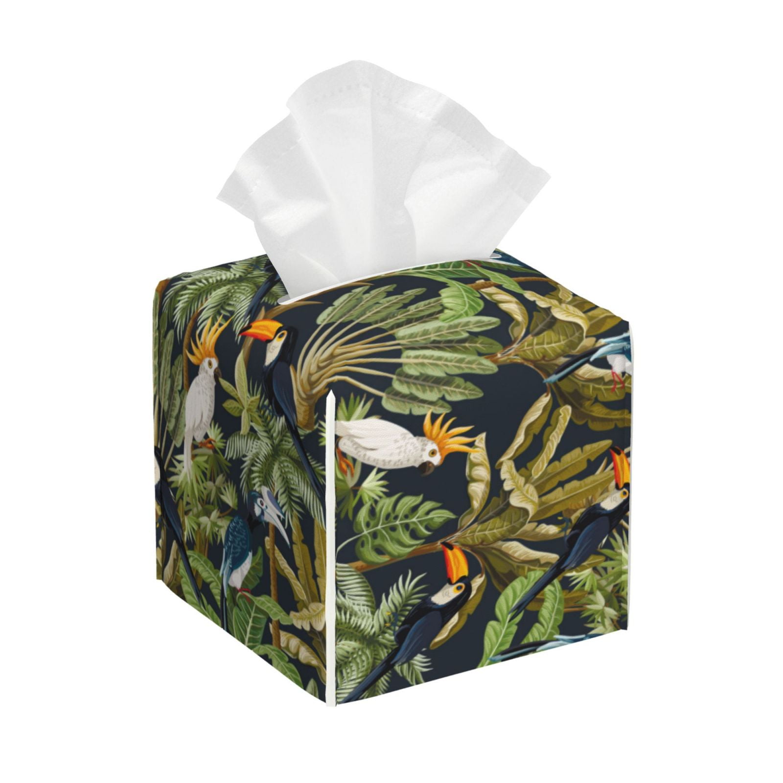 Tissue Box Cover, Cute Toucan Cockatoo Hornbill Leather Tissue Box ...