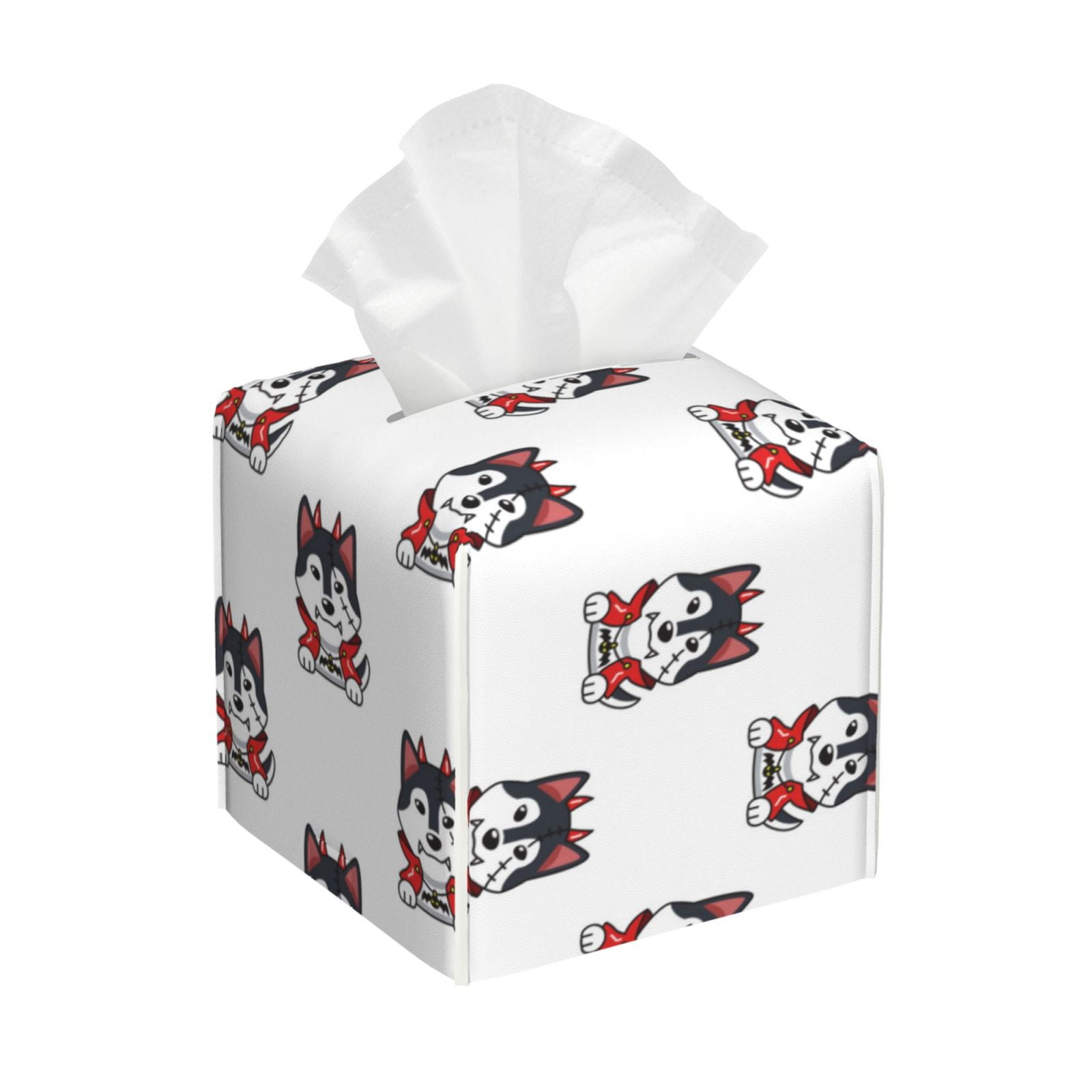 Tissue Box Cover, Cute Vampire Husky Dog Funny Leather Tissue Box ...
