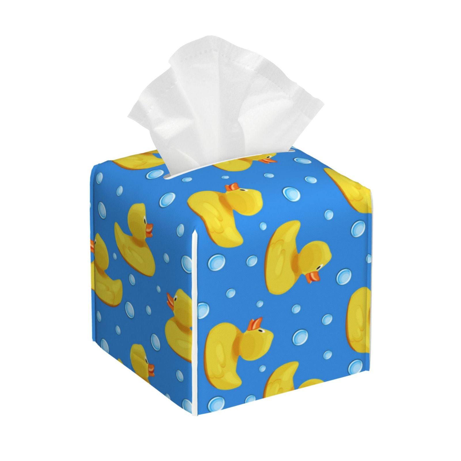 Tissue Box Cover, Cute Yellow Rubber Ducks Leather Tissue Box Holder ...