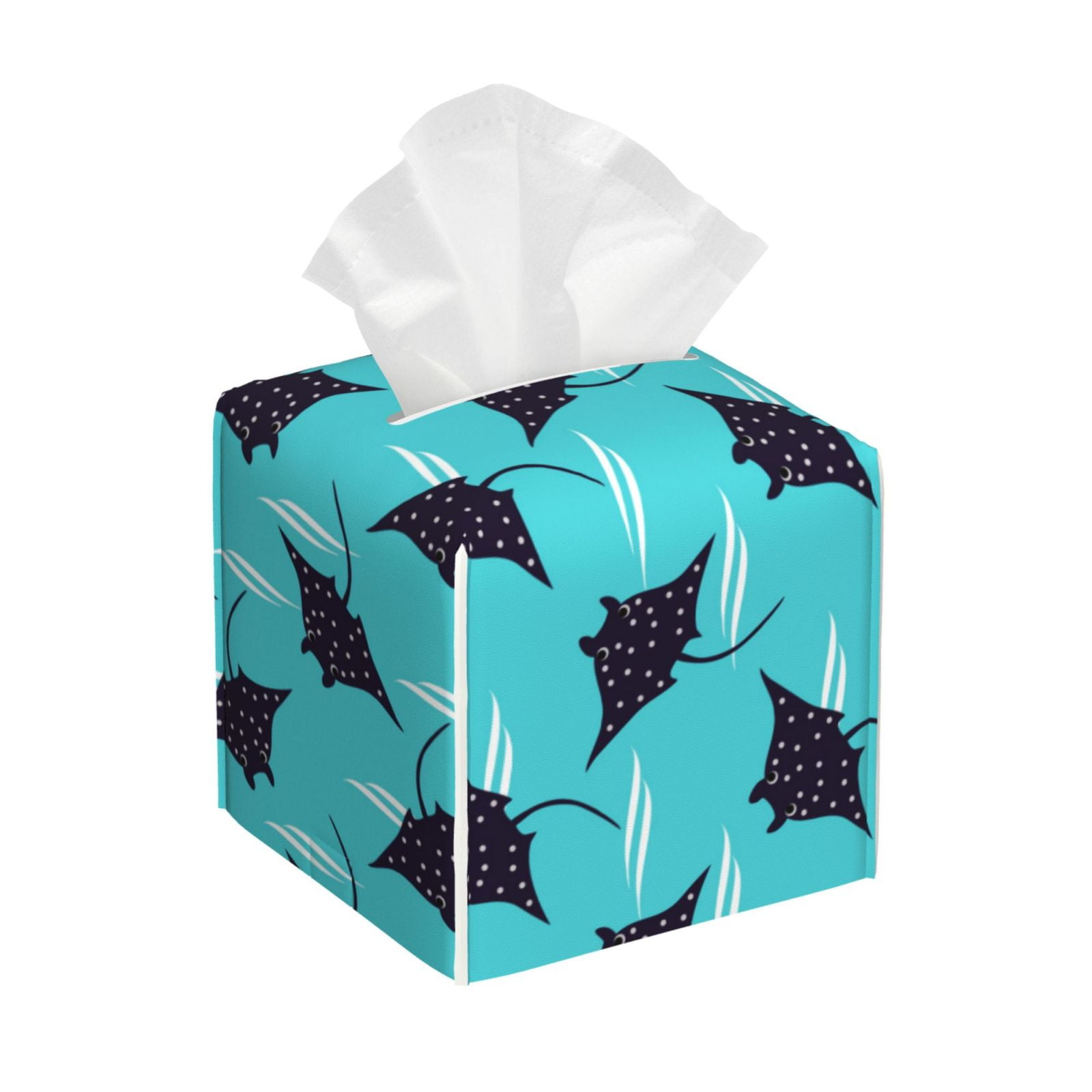 Tissue Box Cover, Cute black Stingray blue funny Leather Tissue Box ...