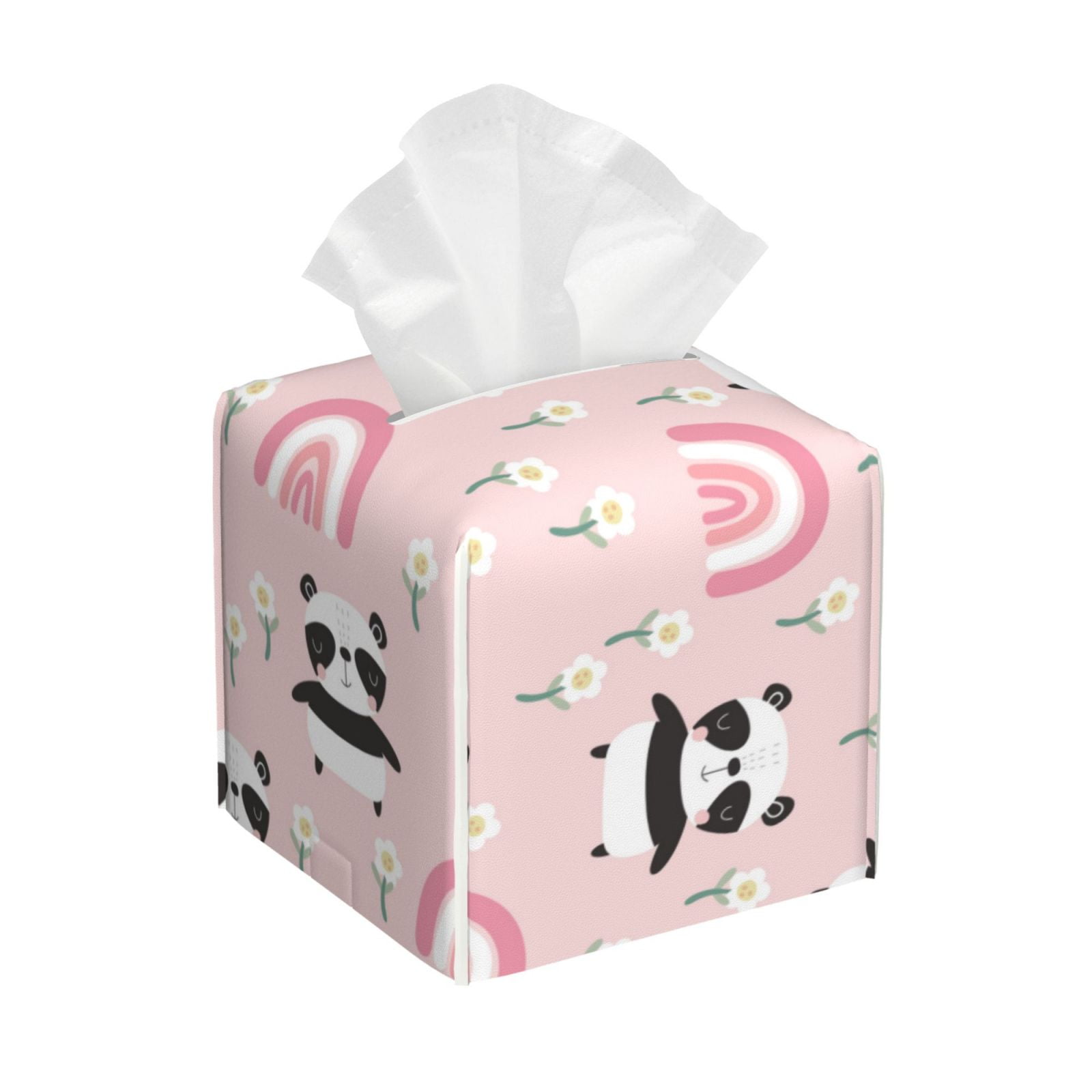 Tissue Box Cover, Cute cartoon panda -Modern Square Leather Tissue Box ...