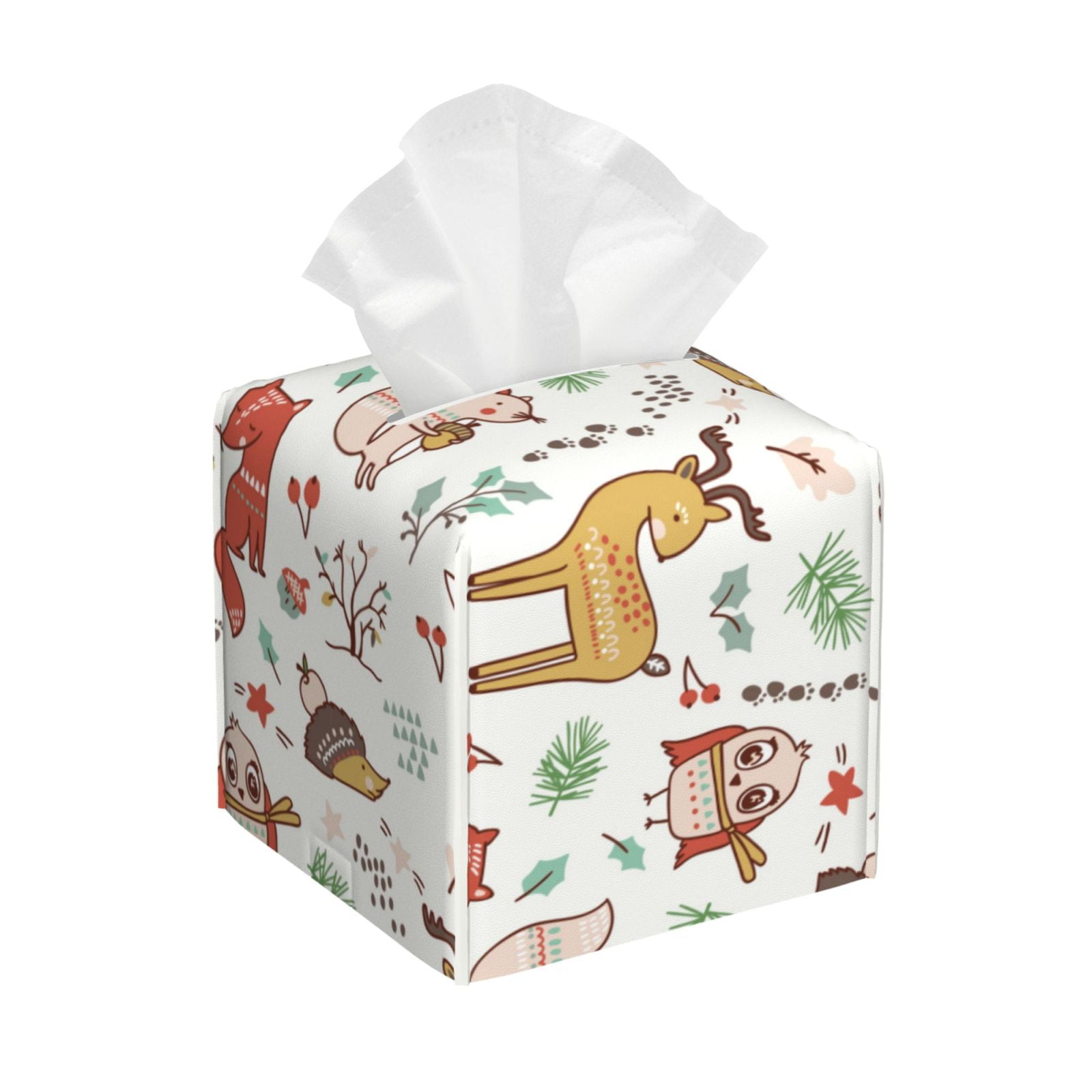 Tissue Box Cover, Cute little animals Leather Tissue Box Holder ...