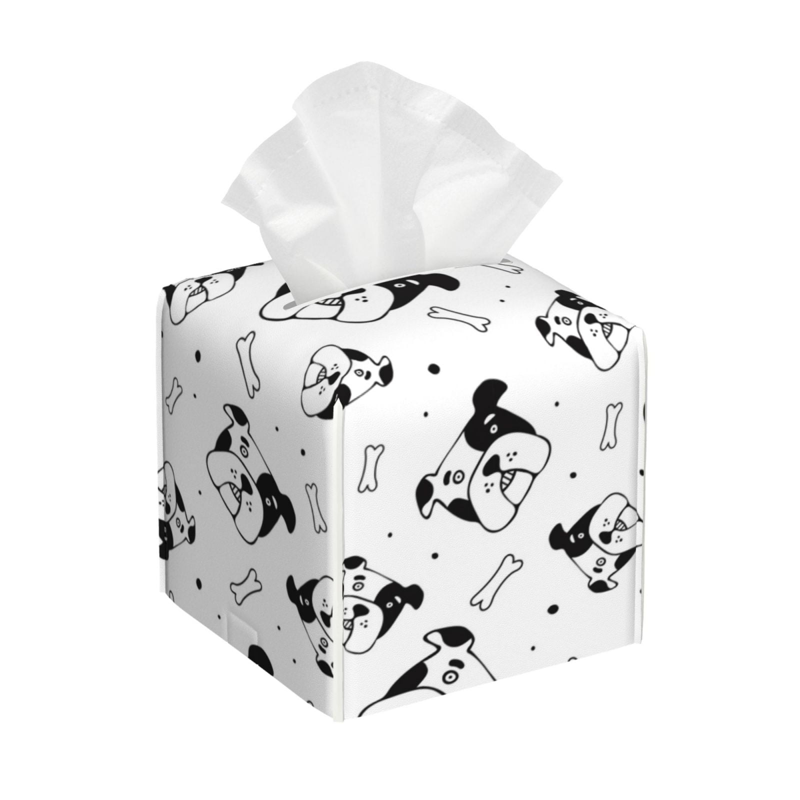 Tissue Box Cover Cute white Dog black Tissues Boxes Holder Organizer ...