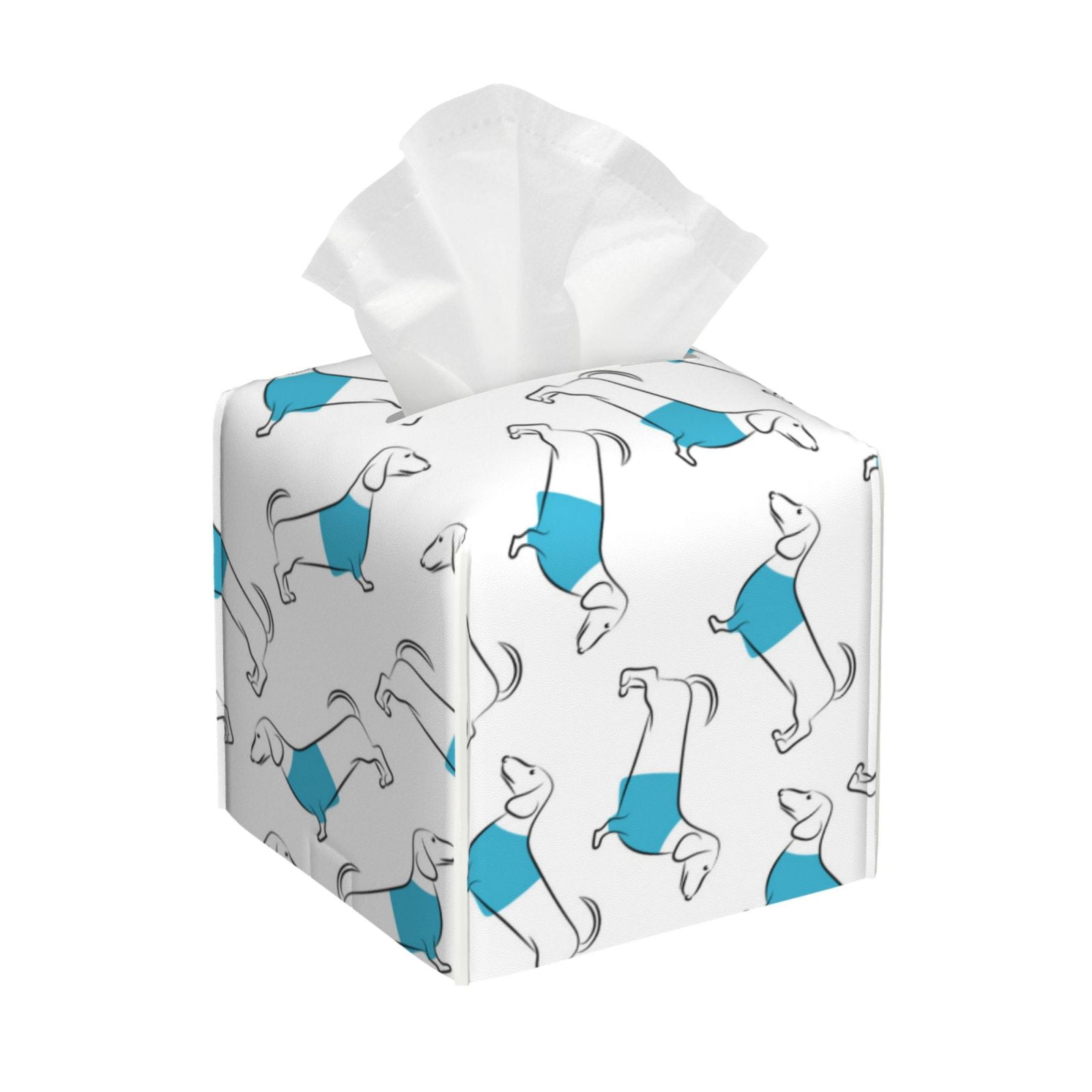 Tissue Box Cover Dachshund Dog Puppy Blue Tissues Boxes Holder ...