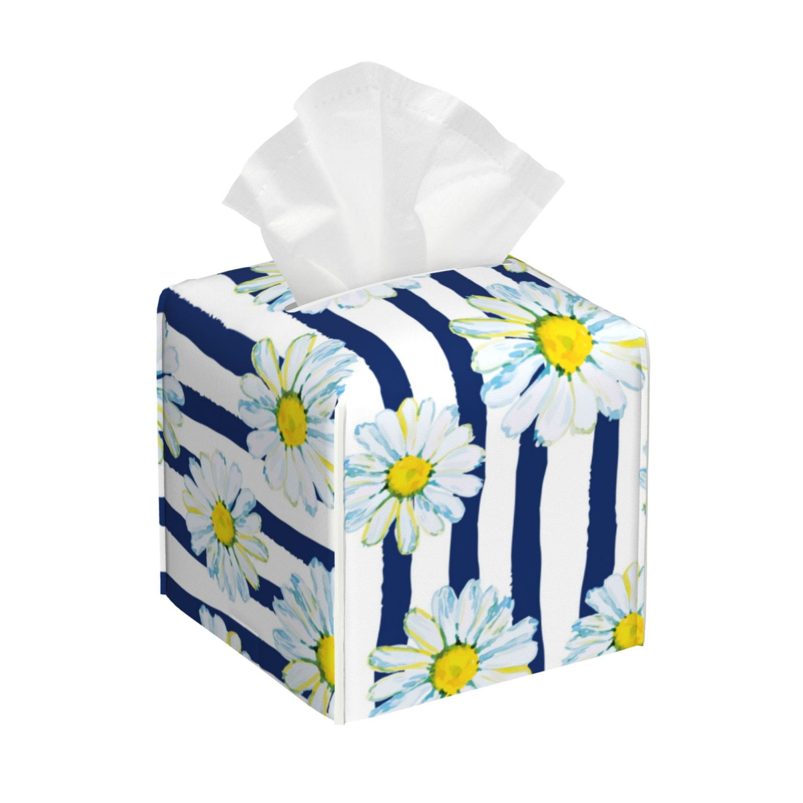 Tissue Box Cover Daisy Striped Nautical Tissues Boxes Holder Organizer ...