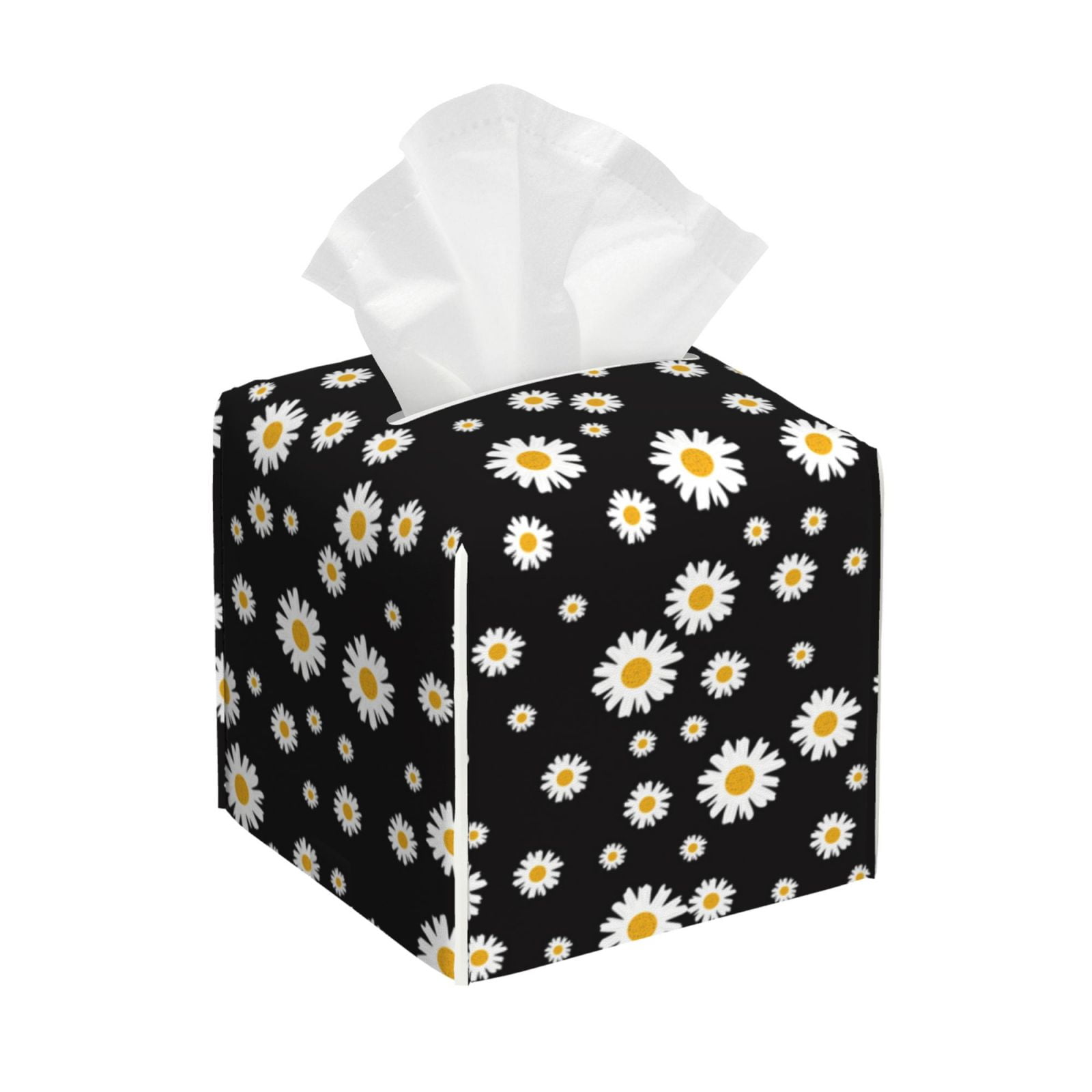 Tissue Box Cover Daisy print A Tissues Boxes Holder Organizer, Leather ...
