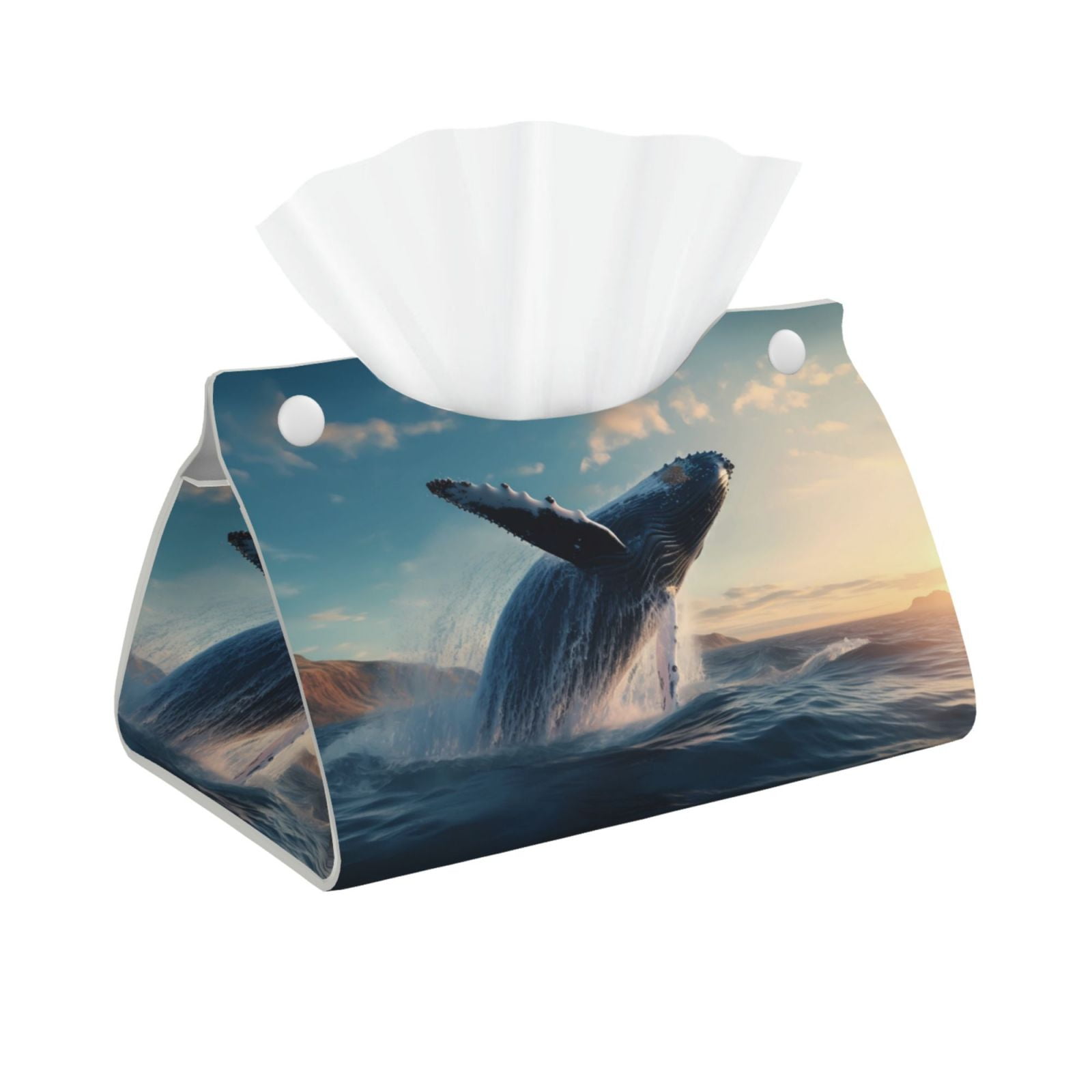Tissue Box Cover, Dancing Whale Rectangular Leather Tissue Holder ...