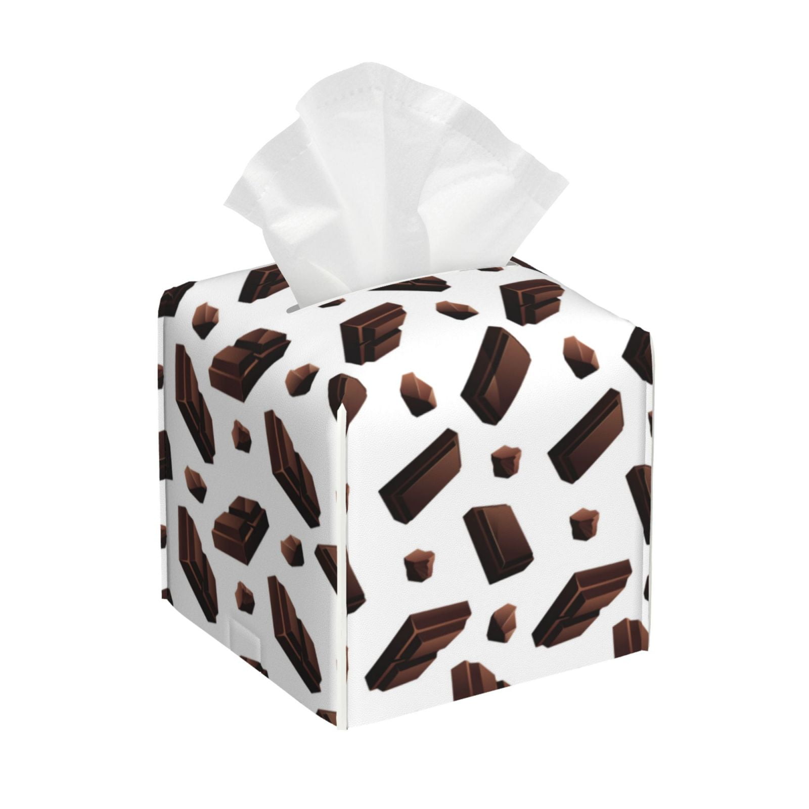 Tissue Box Cover, Dark Brown Chocolate Print Leather Tissue Box Holder ...
