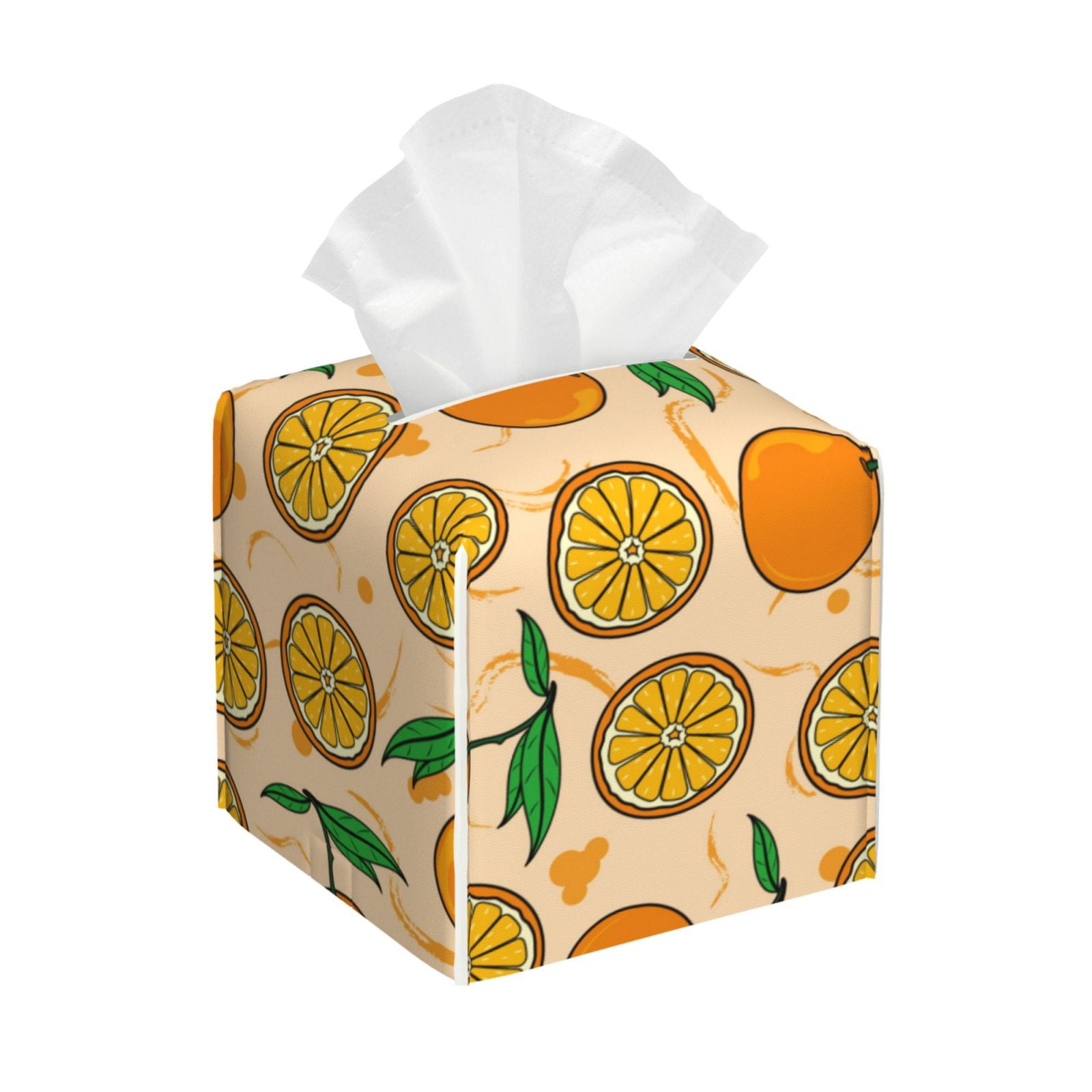 Tissue Box Cover, Delicious Cute Orange Leaves Leather Tissue Box ...