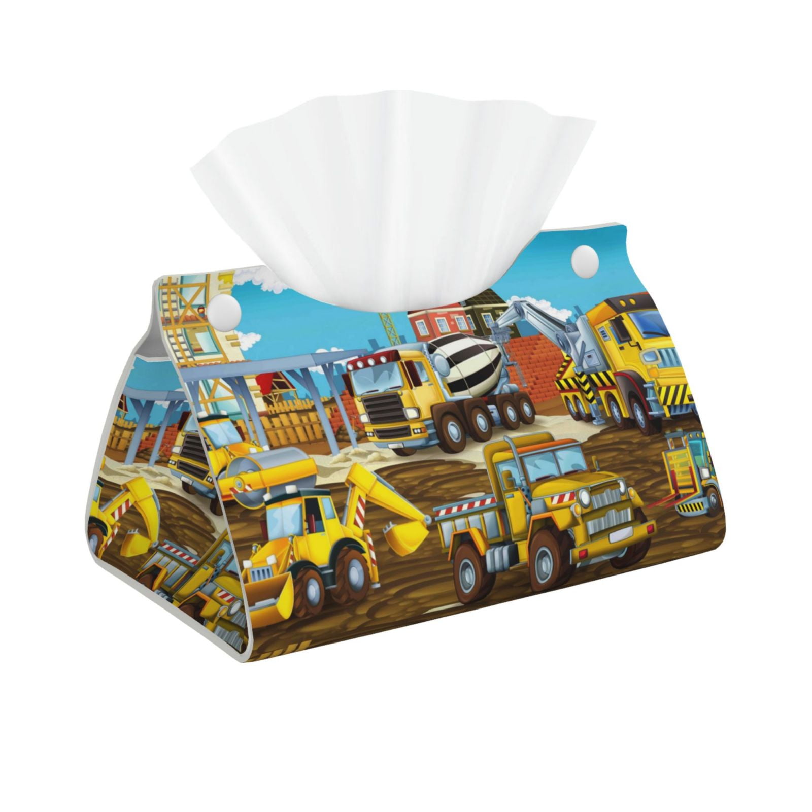 Tissue Box Cover, Different Construction Site Vehicles Rectangular ...