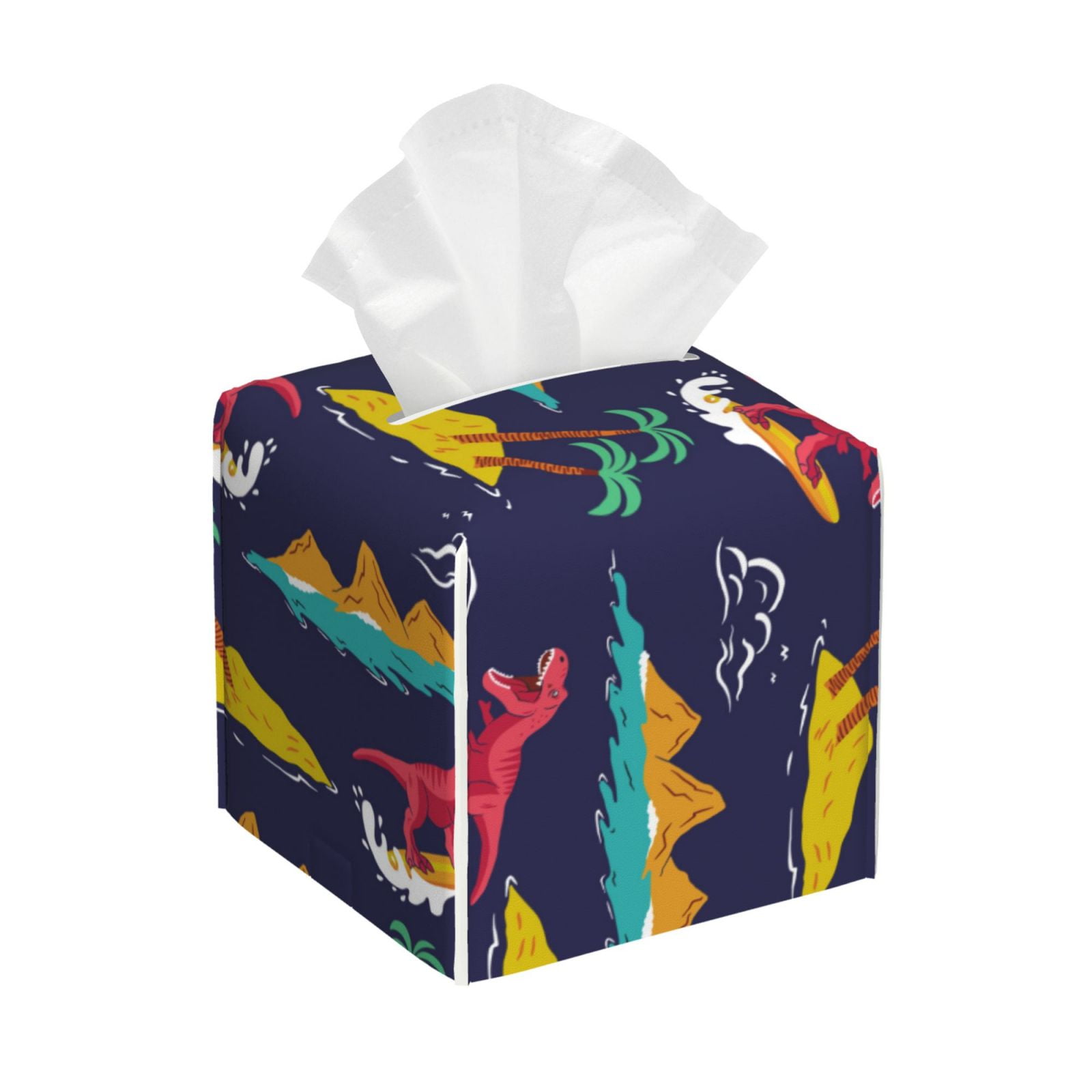 Tissue Box Cover, Dinosaur island Leather Tissue Box Holder - Tissue ...