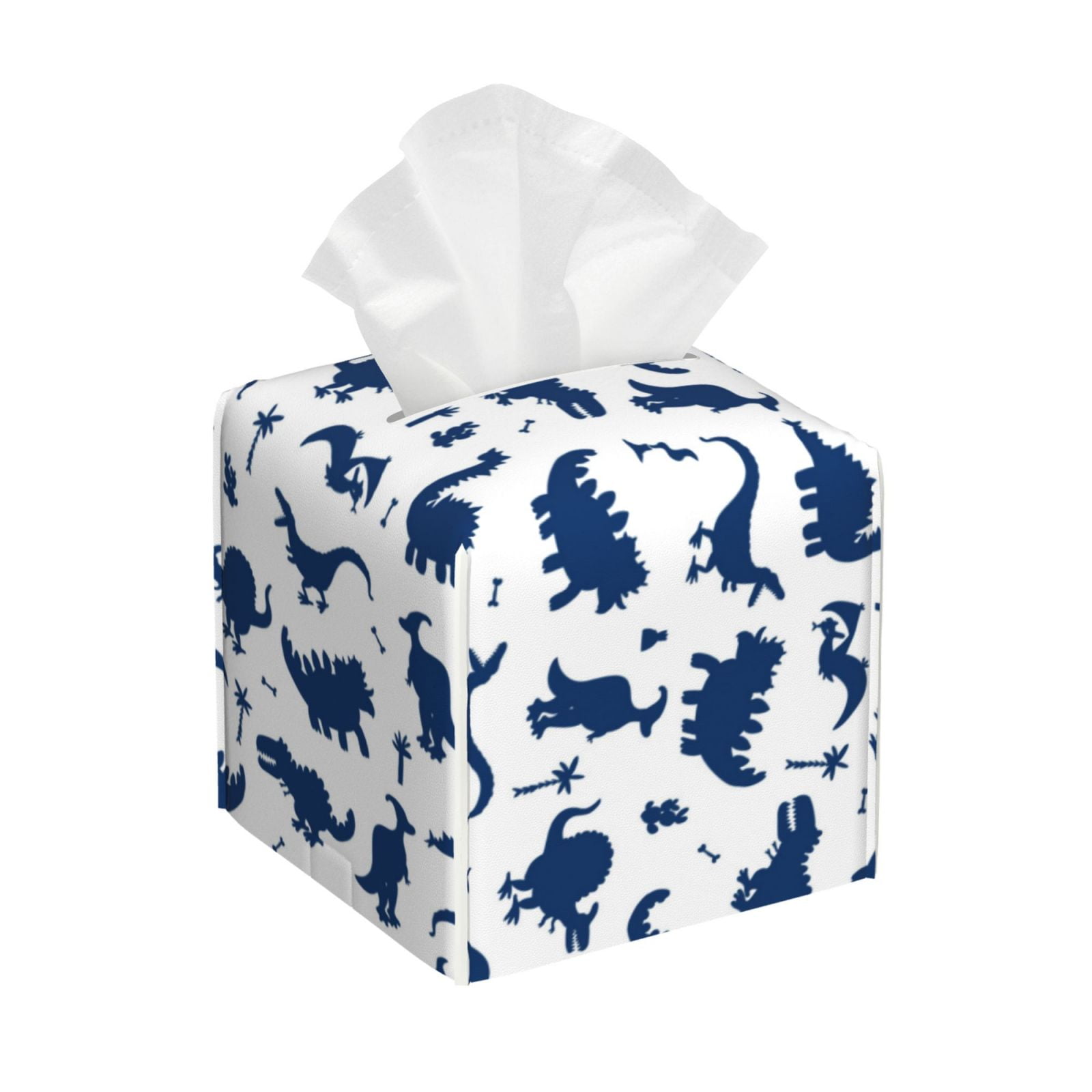 Tissue Box Cover, Dinosaurs Blue Silhouette Leather Tissue Box Holder ...