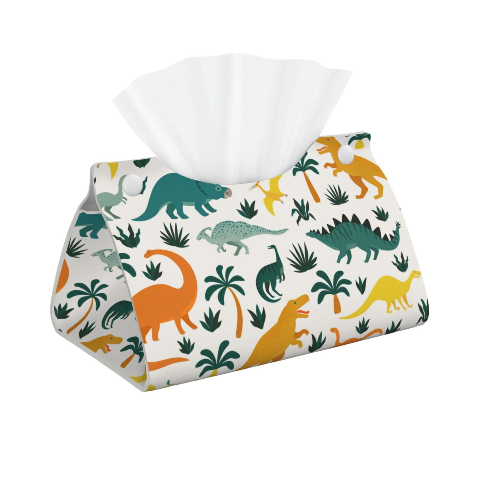 Tissue Box Cover Dinosaurs and Tropical Leaves Tissues Boxes Holder ...