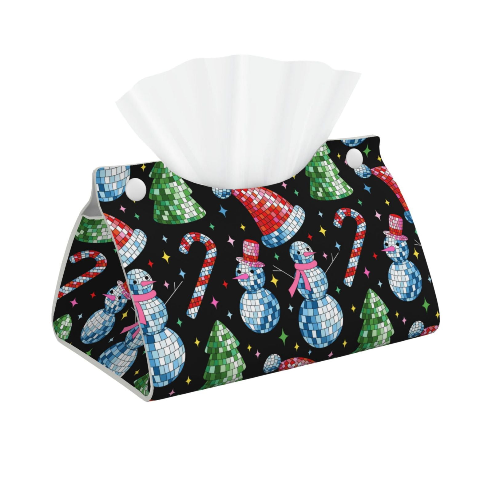 Tissue Box Cover, Disco Mirror Ball Snowman Rectangular Leather Tissue ...