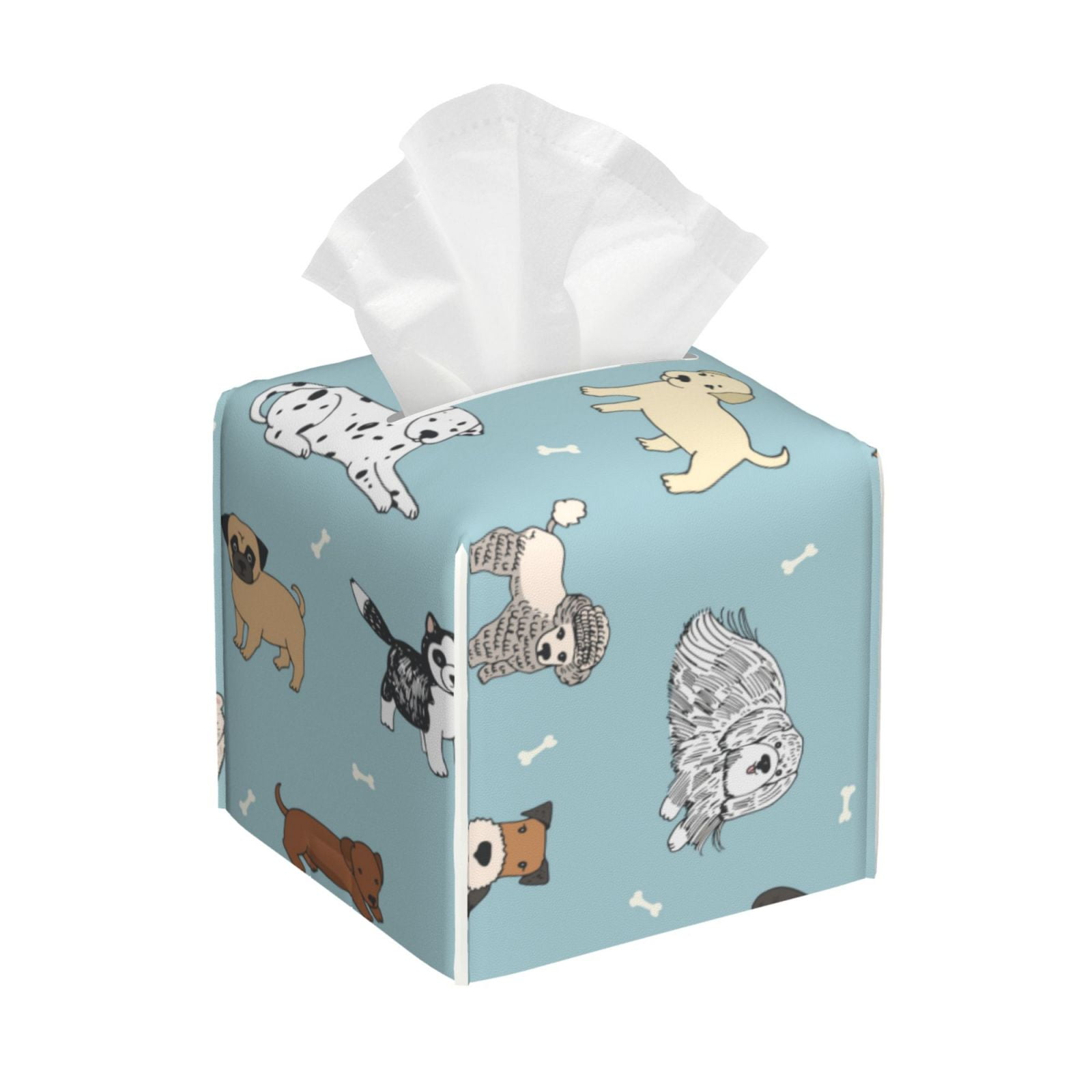 Tissue Box Cover Dog Pets Tissues Boxes Holder Organizer, Leather ...