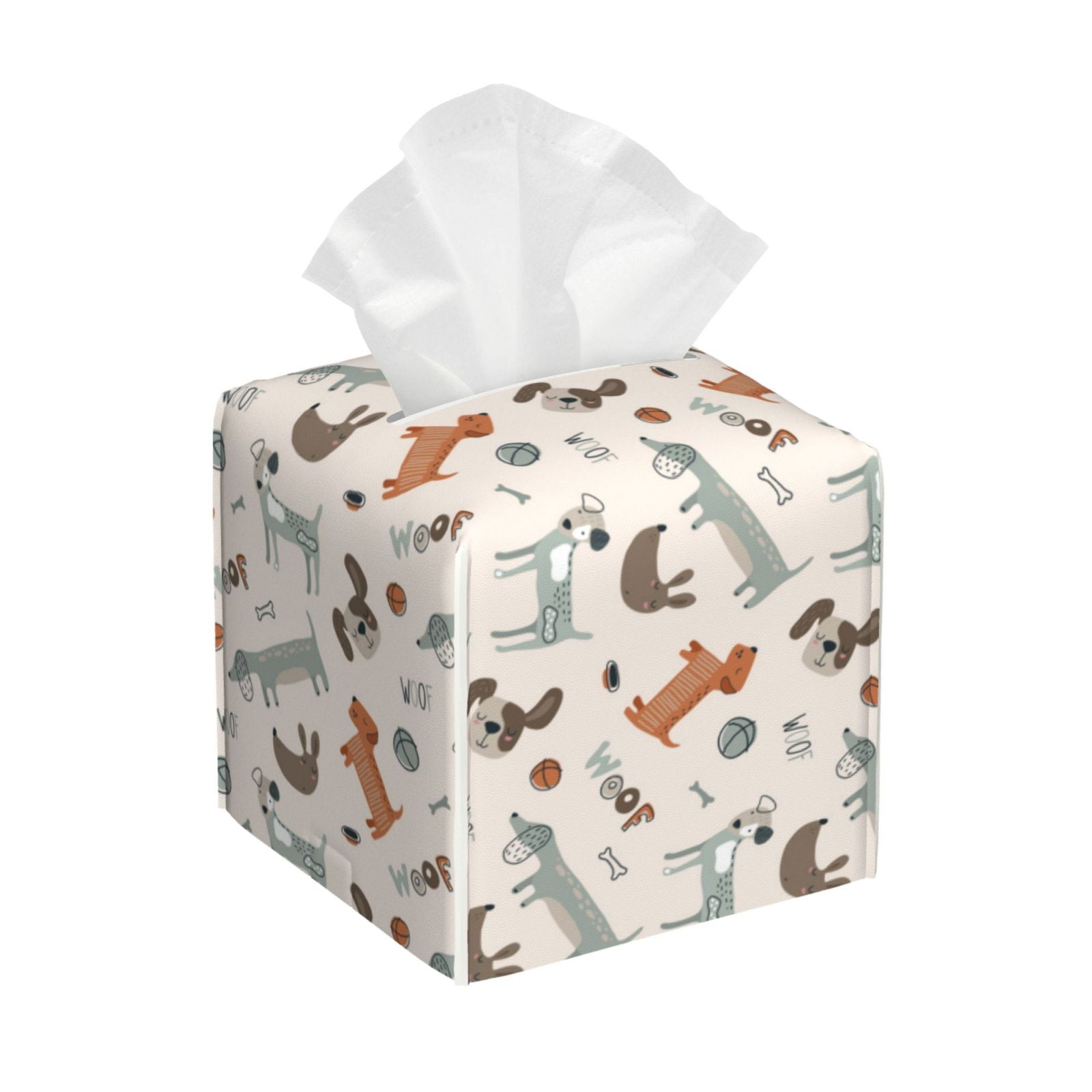 Tissue Box Cover, Dog ball bird woof Leather Tissue Box Holder - Tissue ...