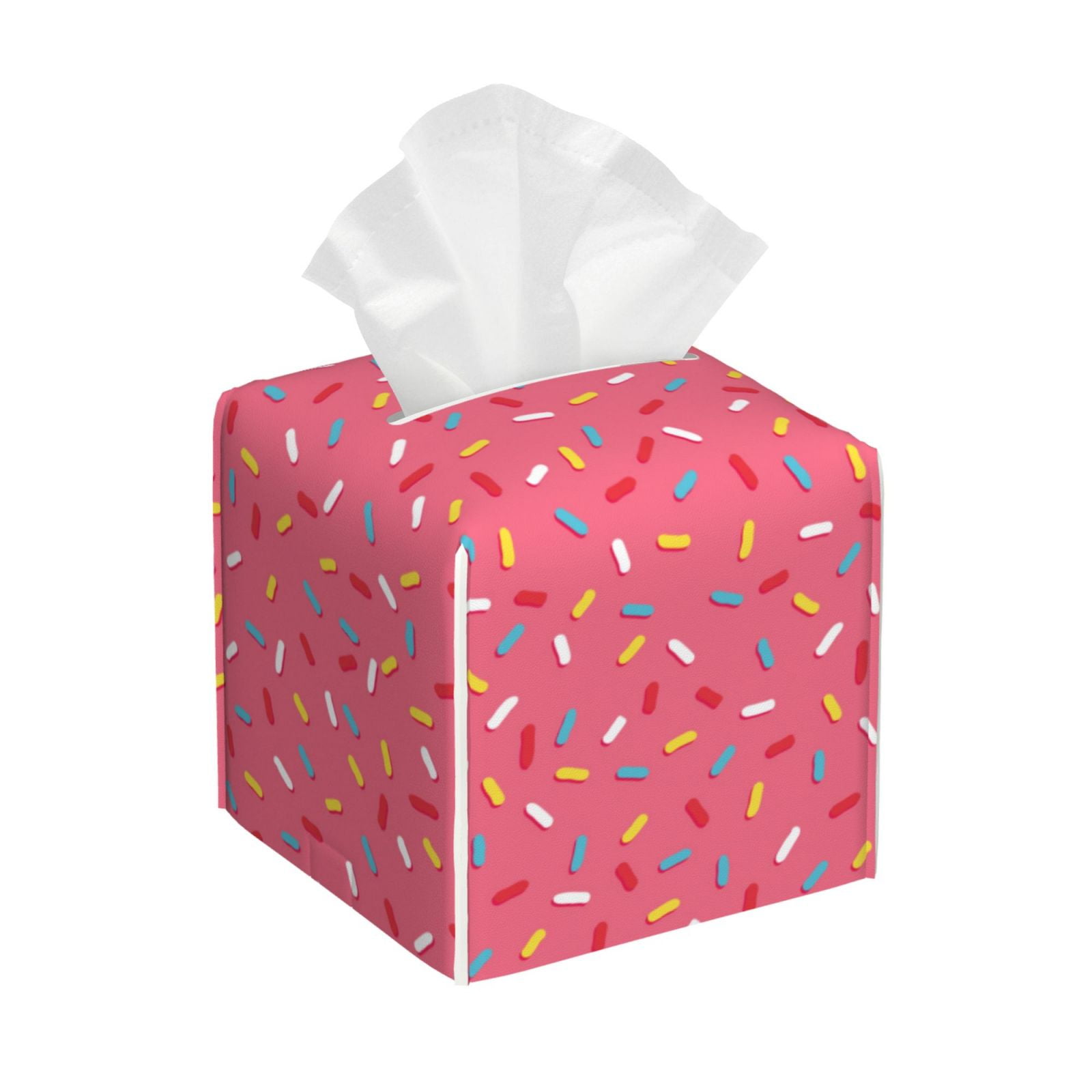 Tissue Box Cover, Donut crumbs Print Leather Tissue Box Holder Square ...