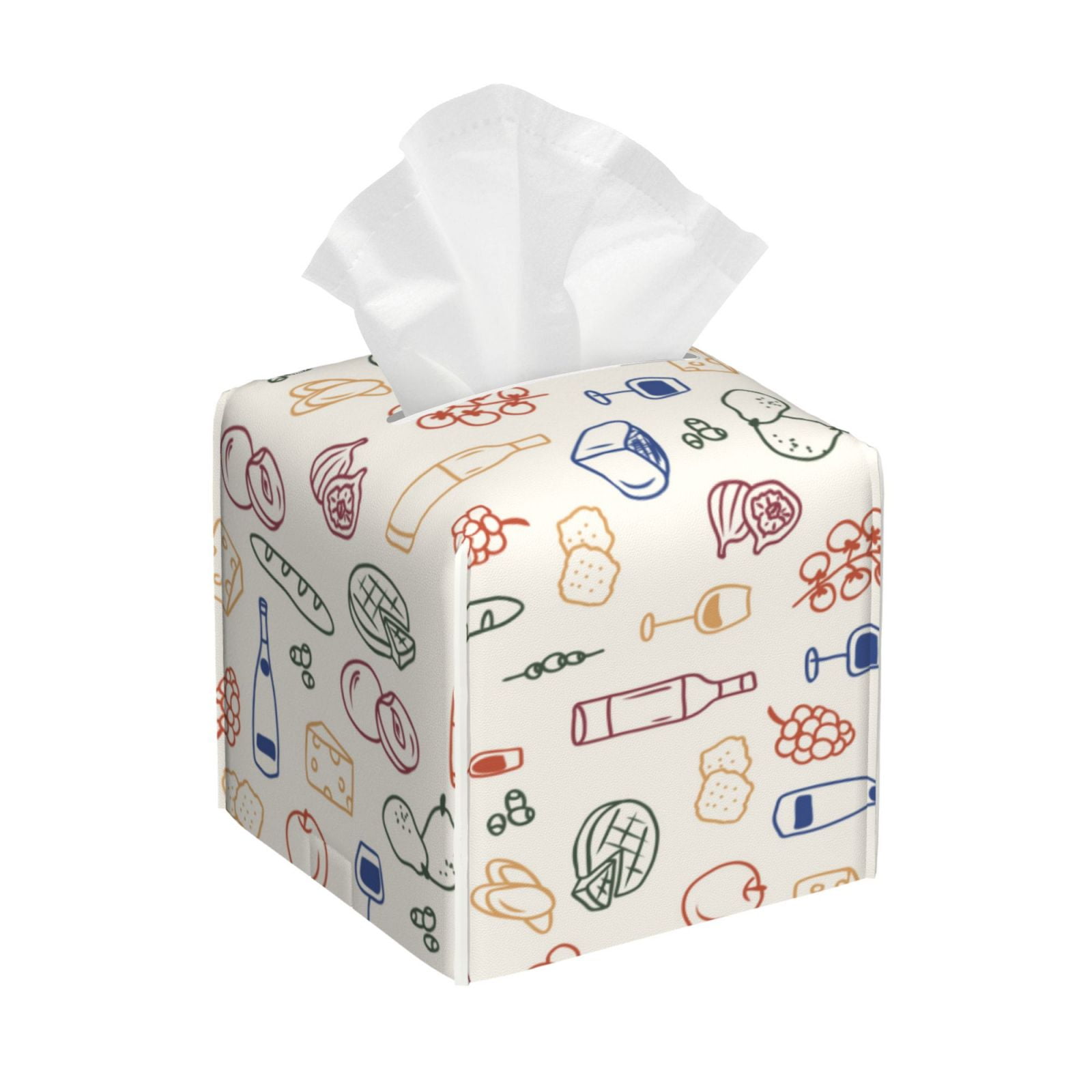 Tissue Box Cover, Doodle Wine Leather Tissue Box Holder - Tissue Case ...