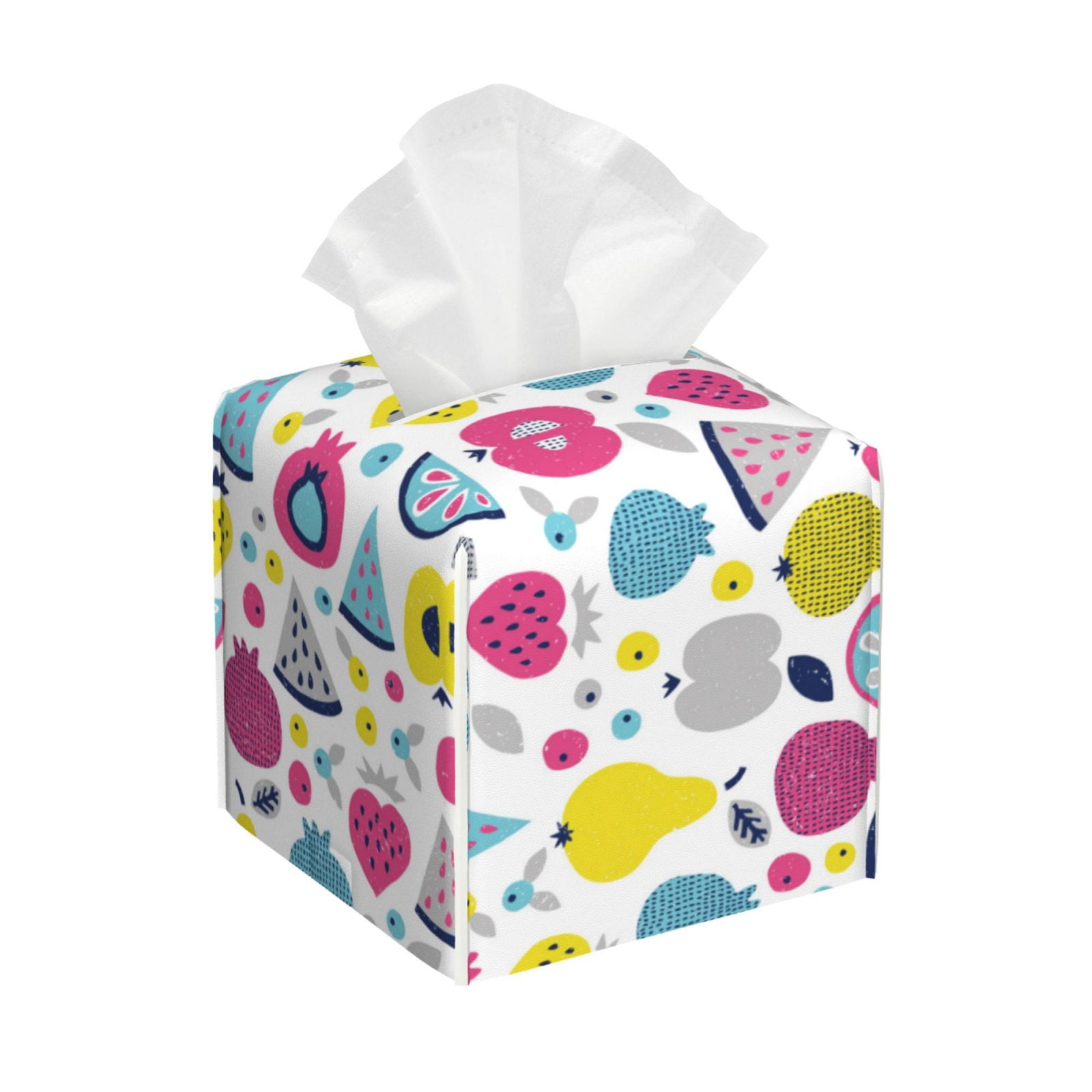 Tissue Box Cover Doodle fruits Tissues Boxes Holder Organizer, Leather ...