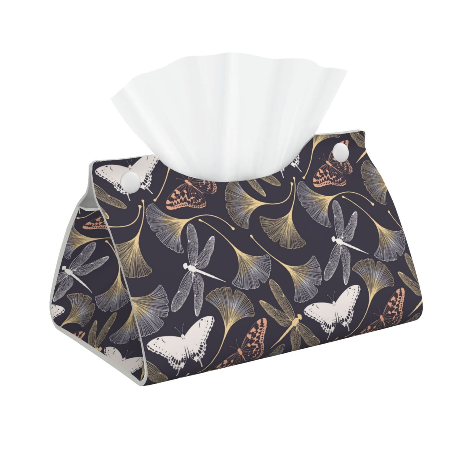 Tissue Box Cover, Dragonfly Leaf Butterfly Leather Rectangular Tissue ...