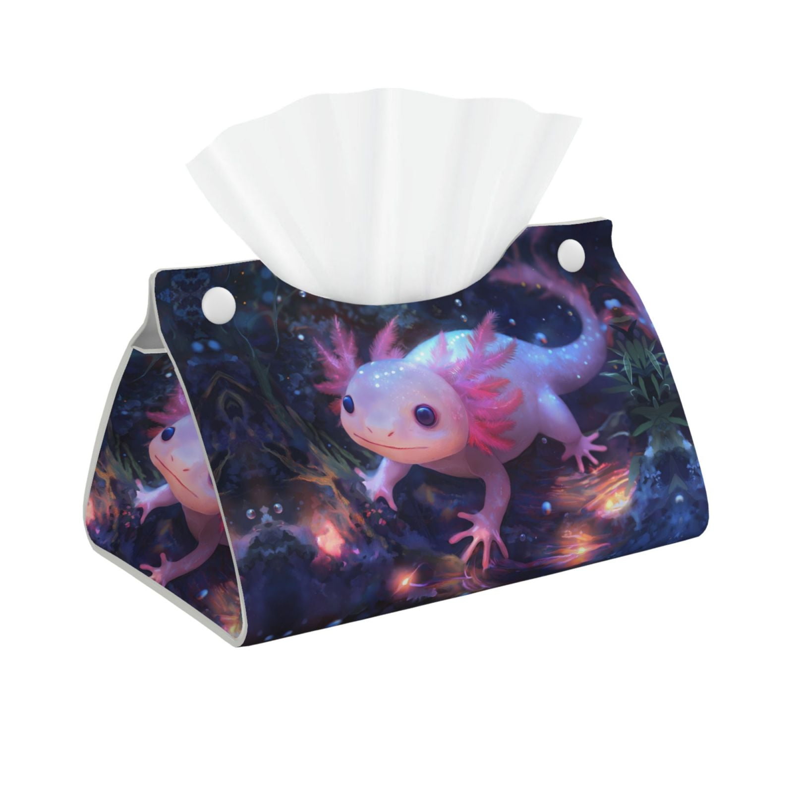 Tissue Box Cover, Dreamy Bioluminescent Axolotl C Rectangular Leather ...