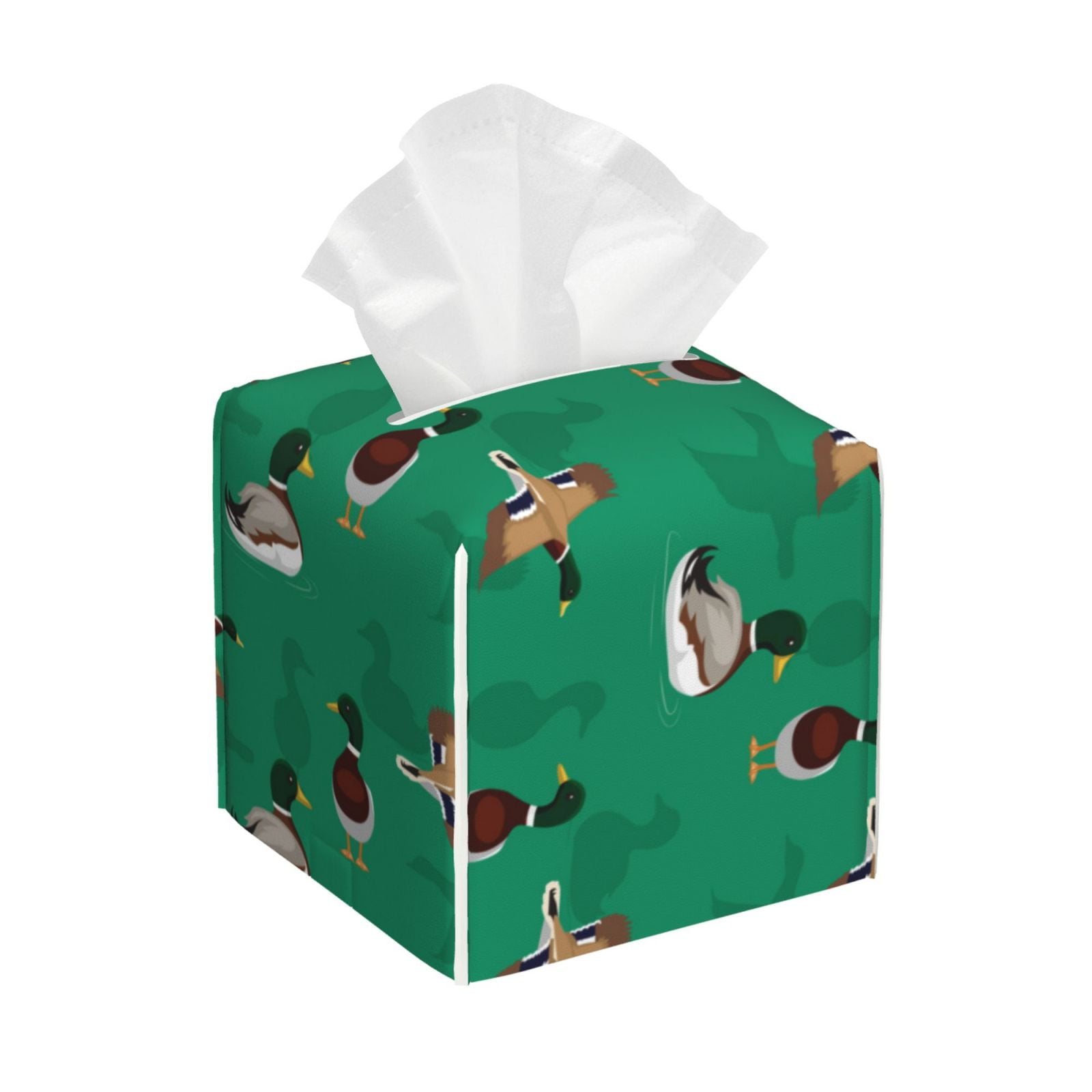 Tissue Box Cover, Duck Mallard Flying Pose Leather Tissue Box Holder ...