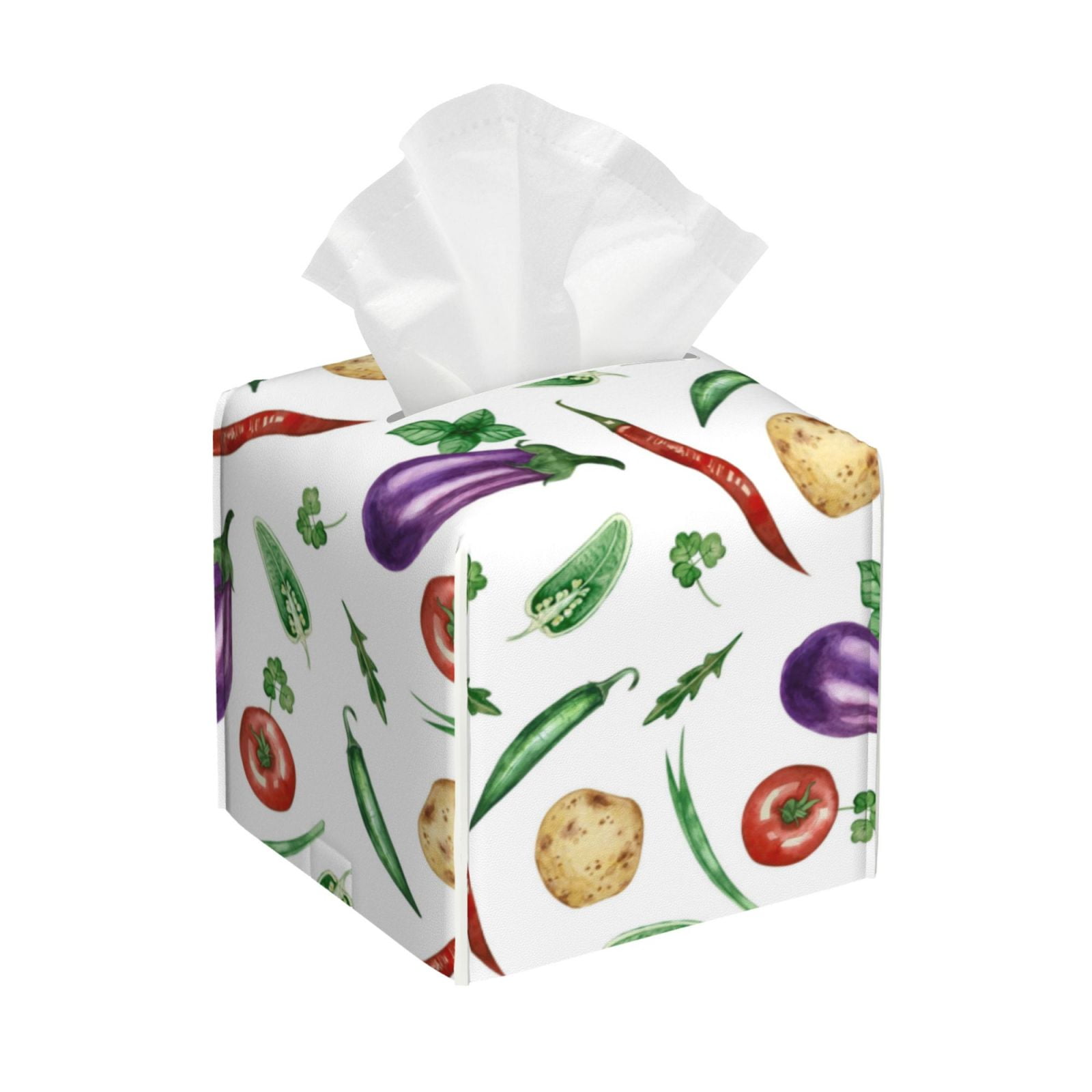 Tissue Box Cover, Eggplant vegetable tomato Leather Tissue Box Holder ...