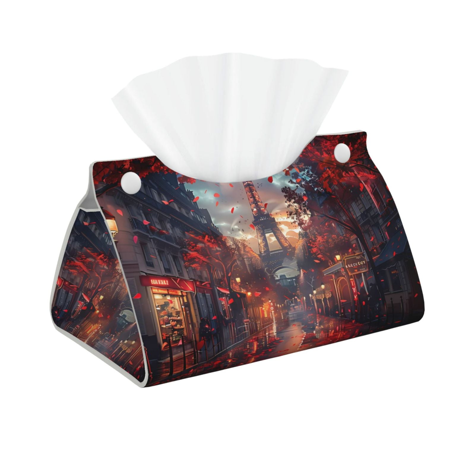 Tissue Box Cover Eiffel Tower with Autumn Leaves Tissues Boxes Holder ...