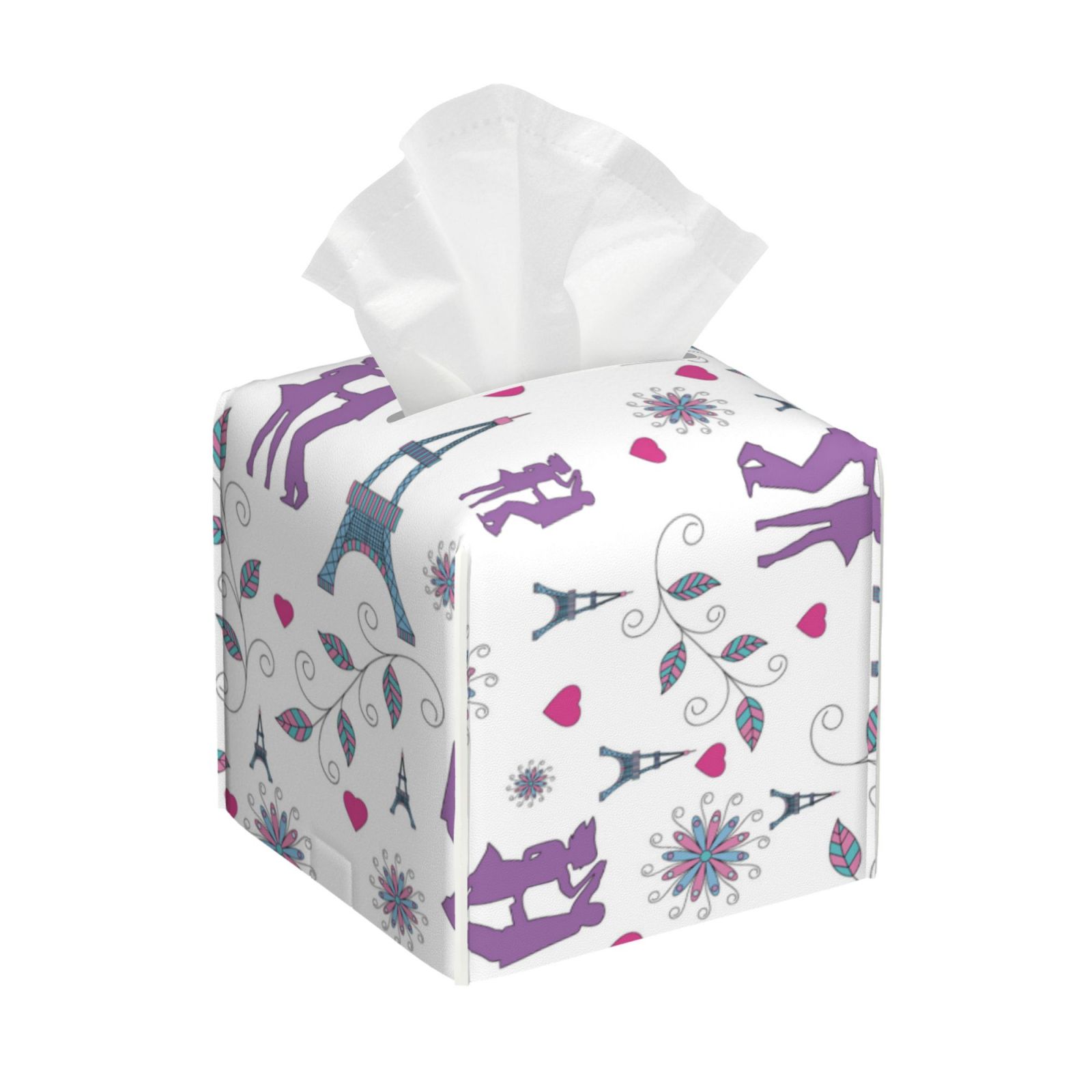 Tissue Box Cover, Eiffel Tower dancing Leather Tissue Box Holder ...