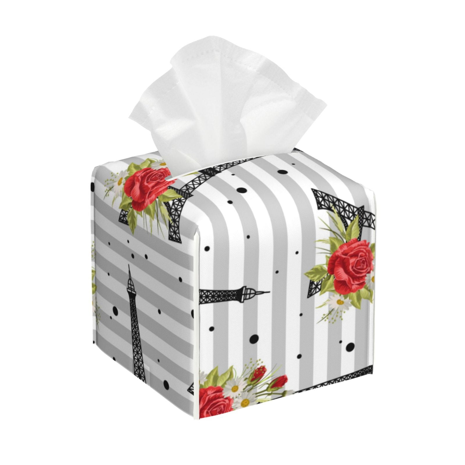 Tissue Box Cover, Eiffel Towers rose Leather Tissue Box Holder - Tissue ...