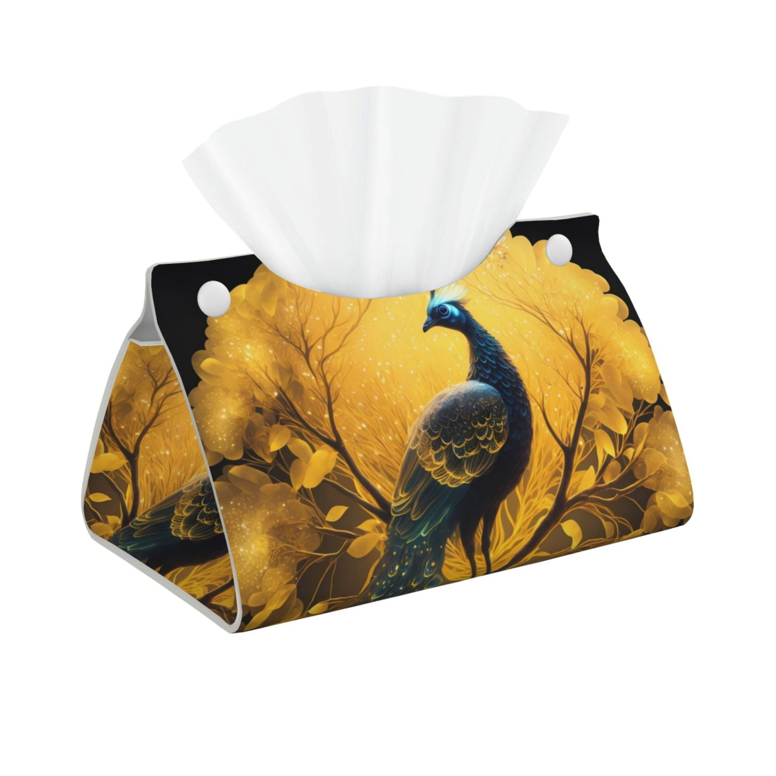 Tissue Box Cover Elegant Gold Leaf Peacock Tissues Boxes Holder ...