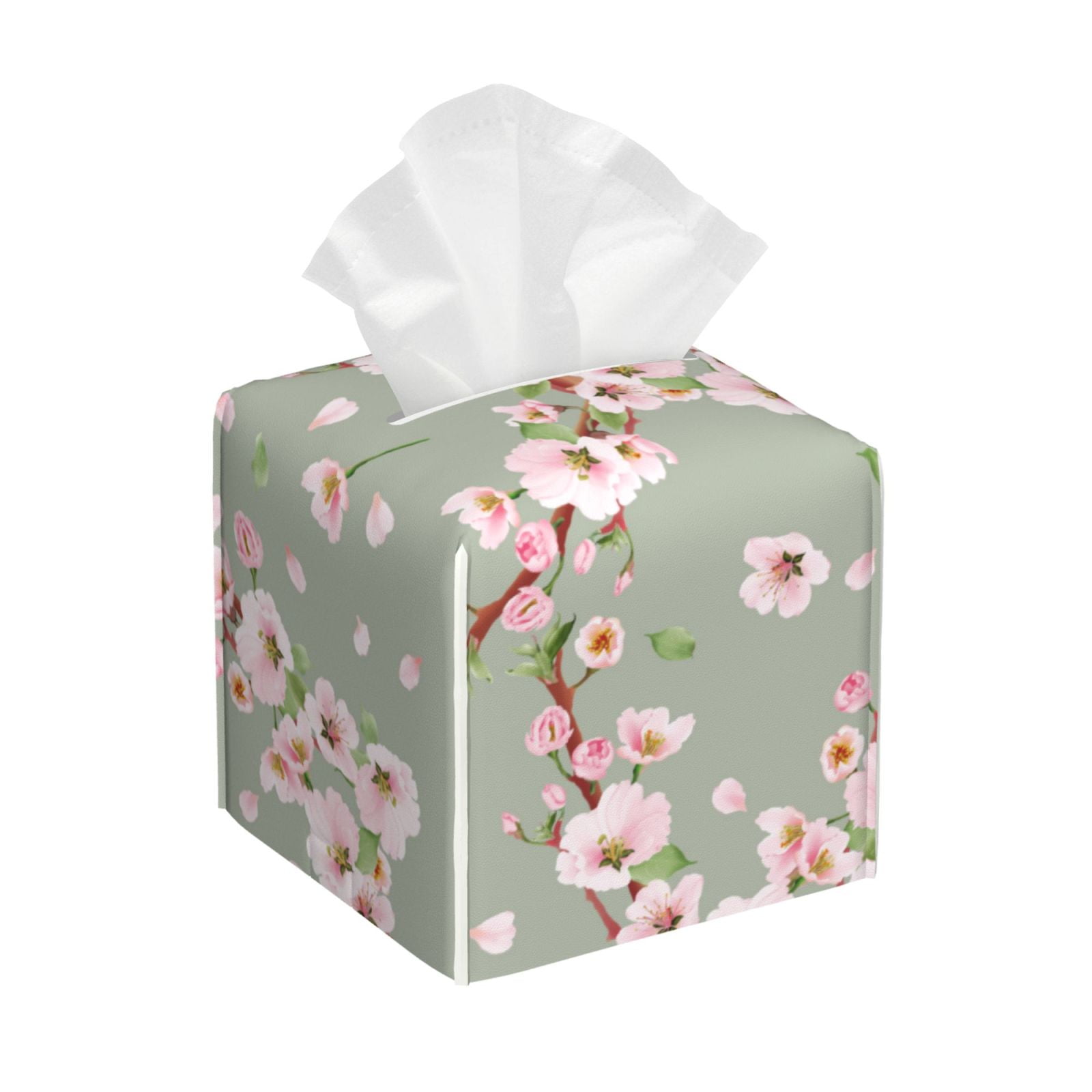 Tissue Box Cover, Elegant berry blossom Leather Tissue Box Holder ...