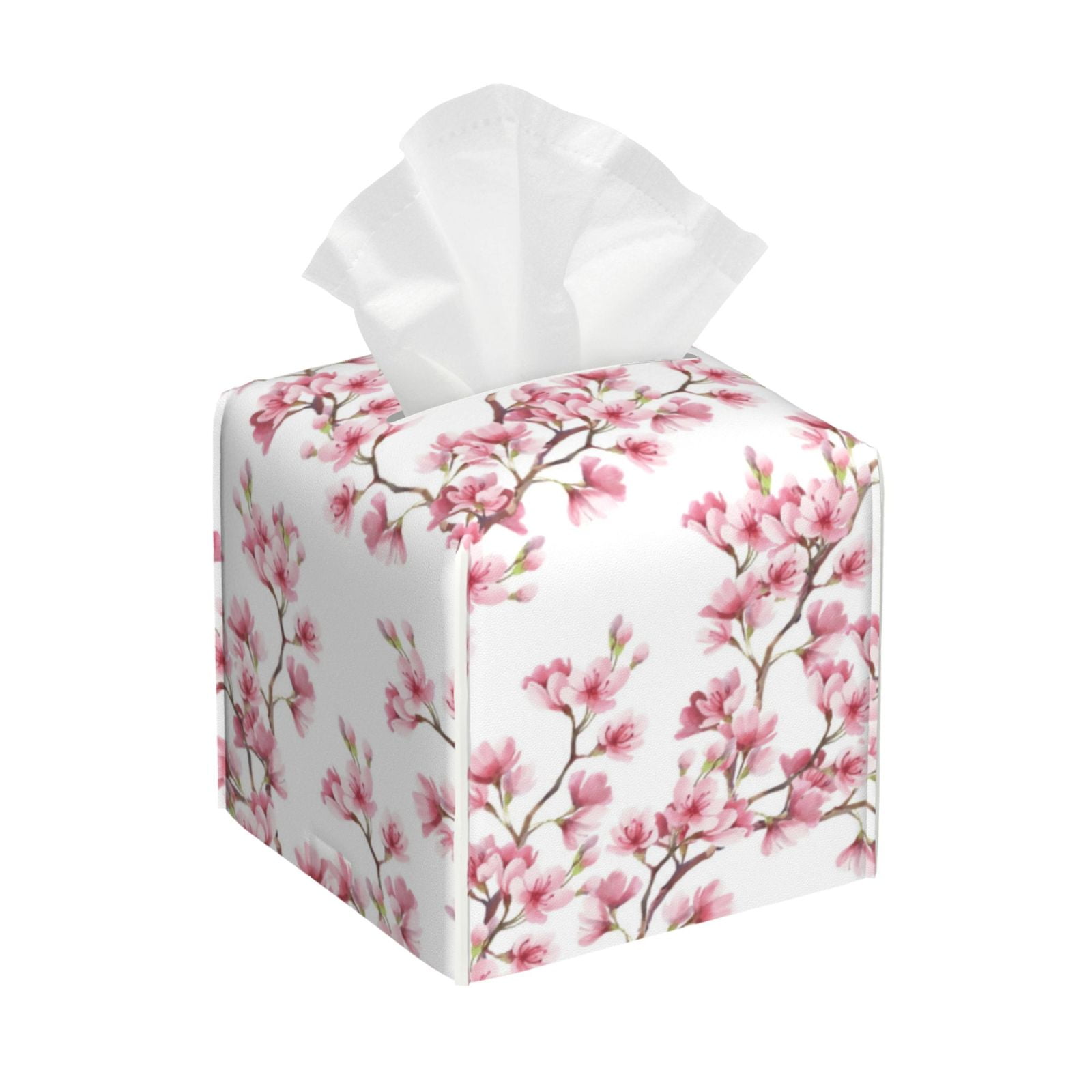 Tissue Box Cover, Elegant berry blossoms Leather Tissue Box Holder ...