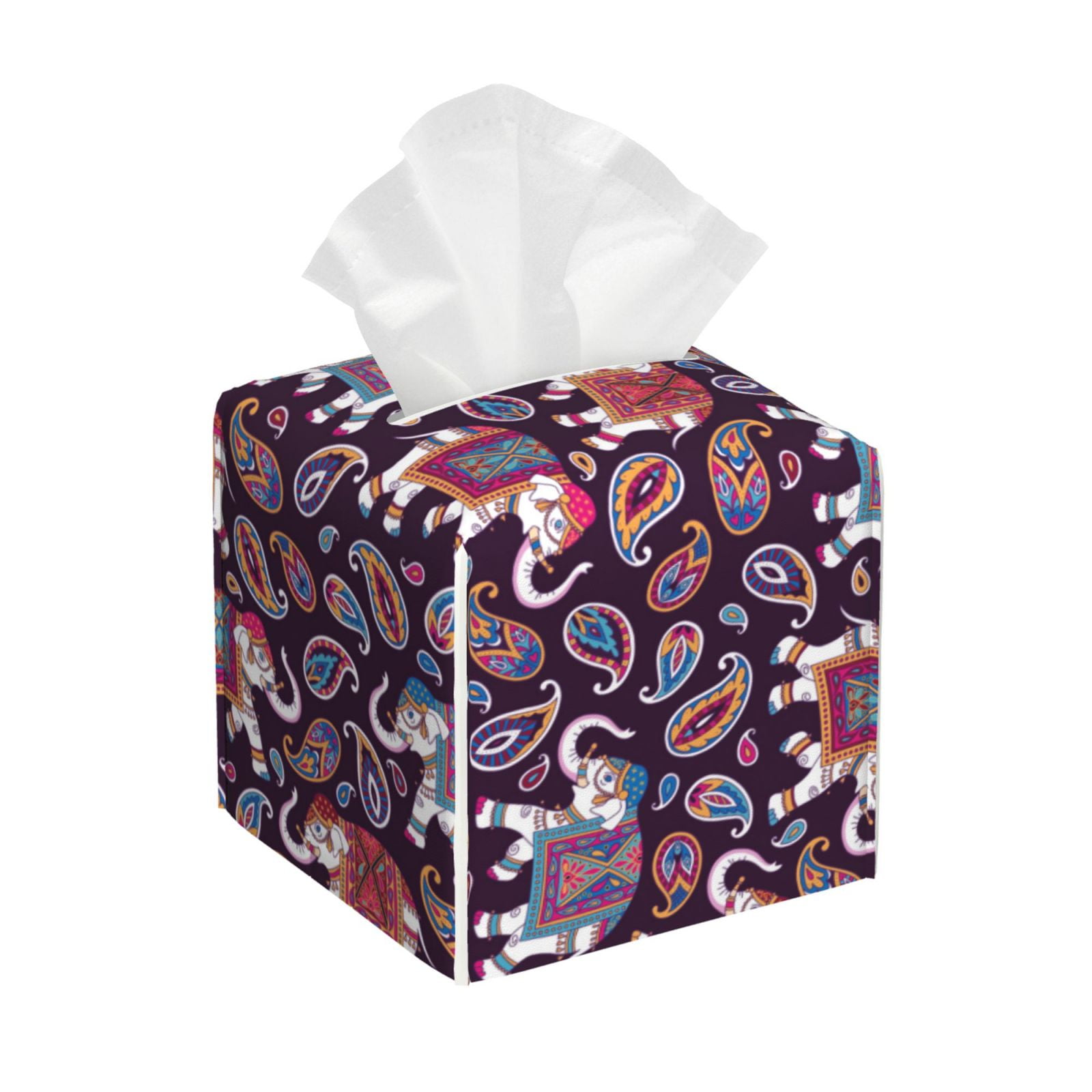 Tissue Box Cover Elephants Paisley Tissues Boxes Holder Organizer ...